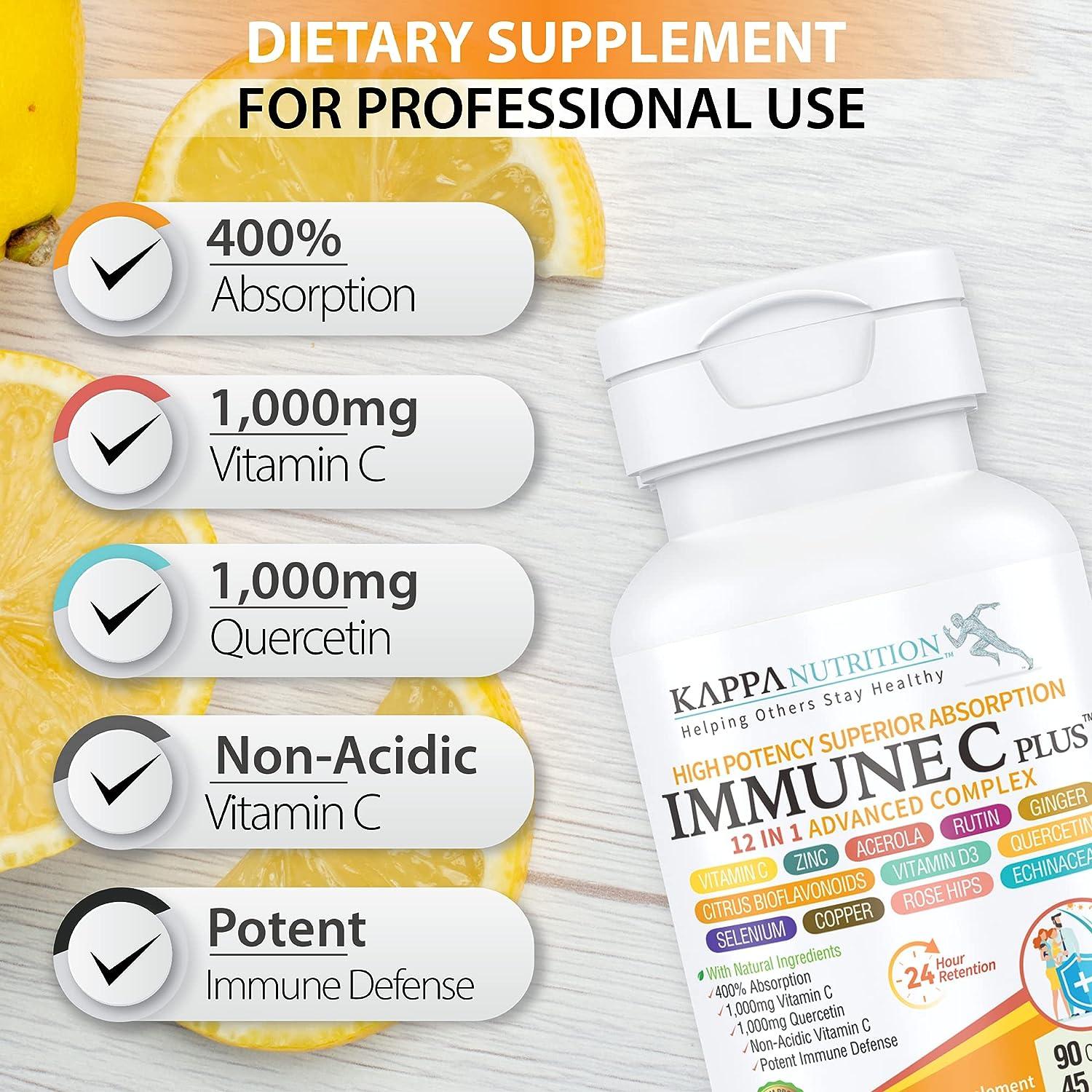 Immune Support Supplement with Quercetin, Vitamin C, Zinc, Vitamin D3 ...