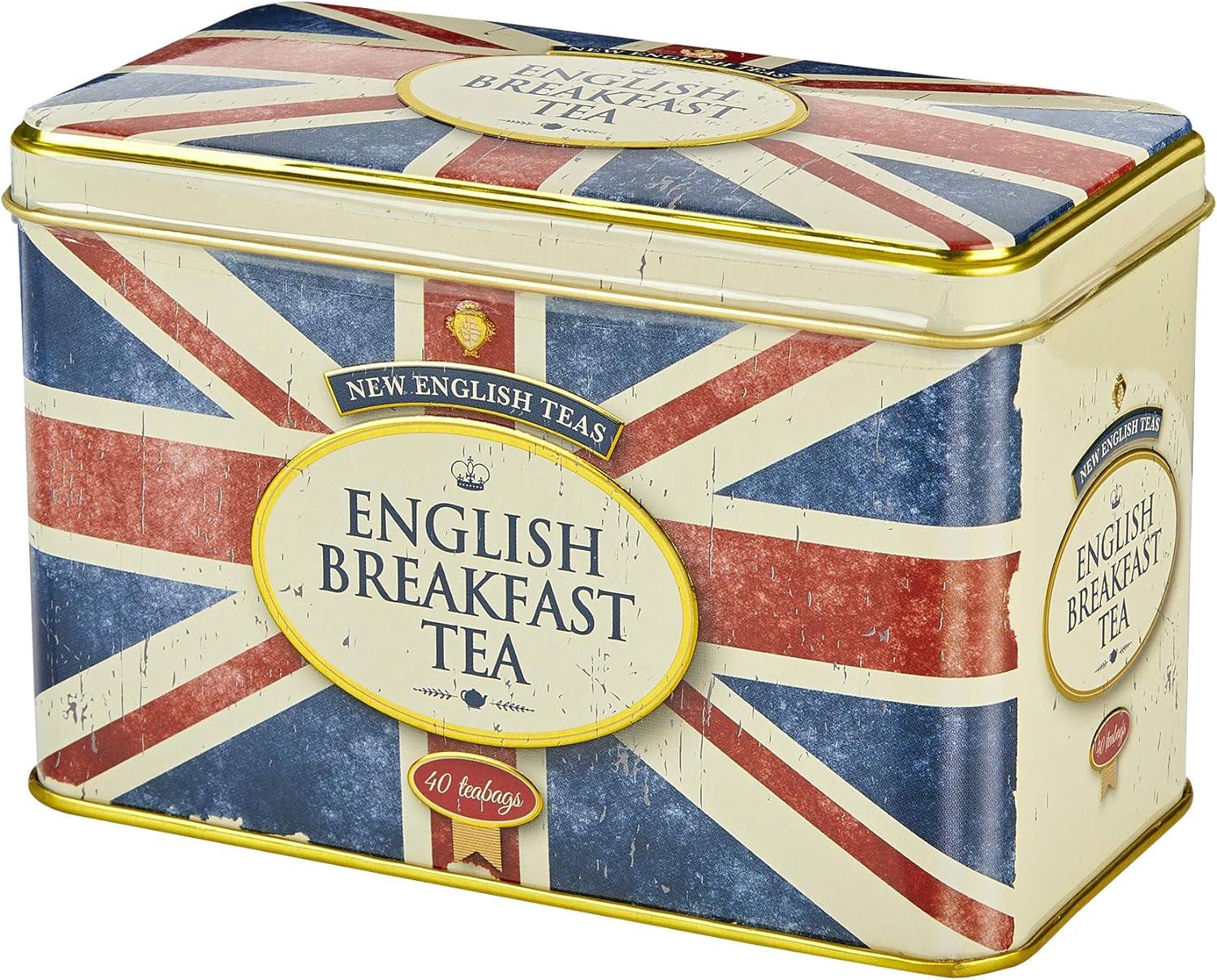 New English Teas Union Jack Tea Tin - 40 English Breakfast Teabags - 80 ...