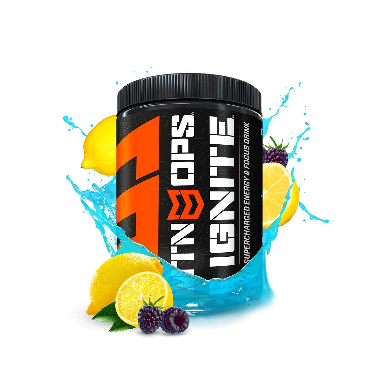 MTN OPS Ignite Energy Drink Mix - Blue Raspberry Lemonade, 45-Serving ...