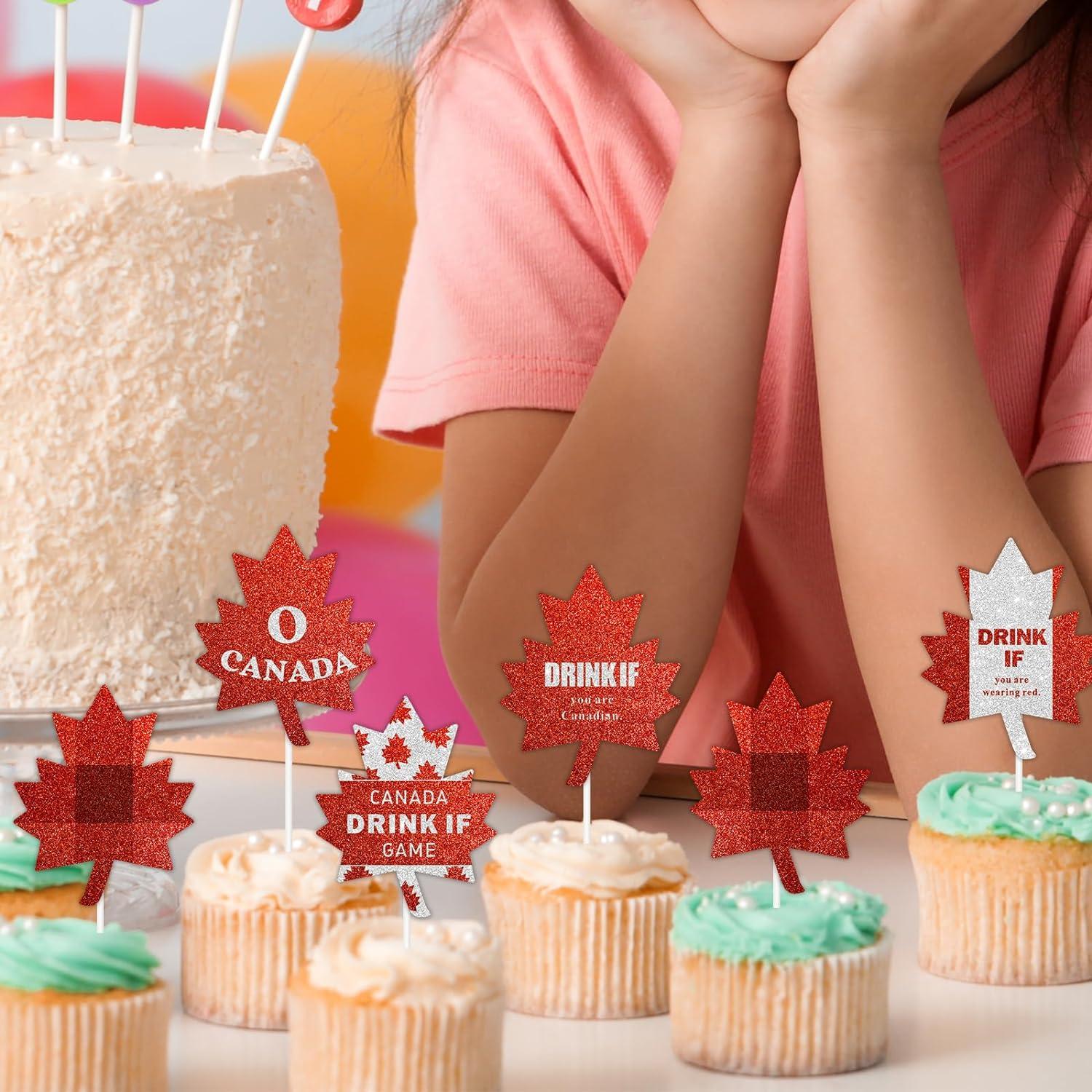Red Glitter Canada Day Cupcake Toppers Set of 18 - This is a perfect ...