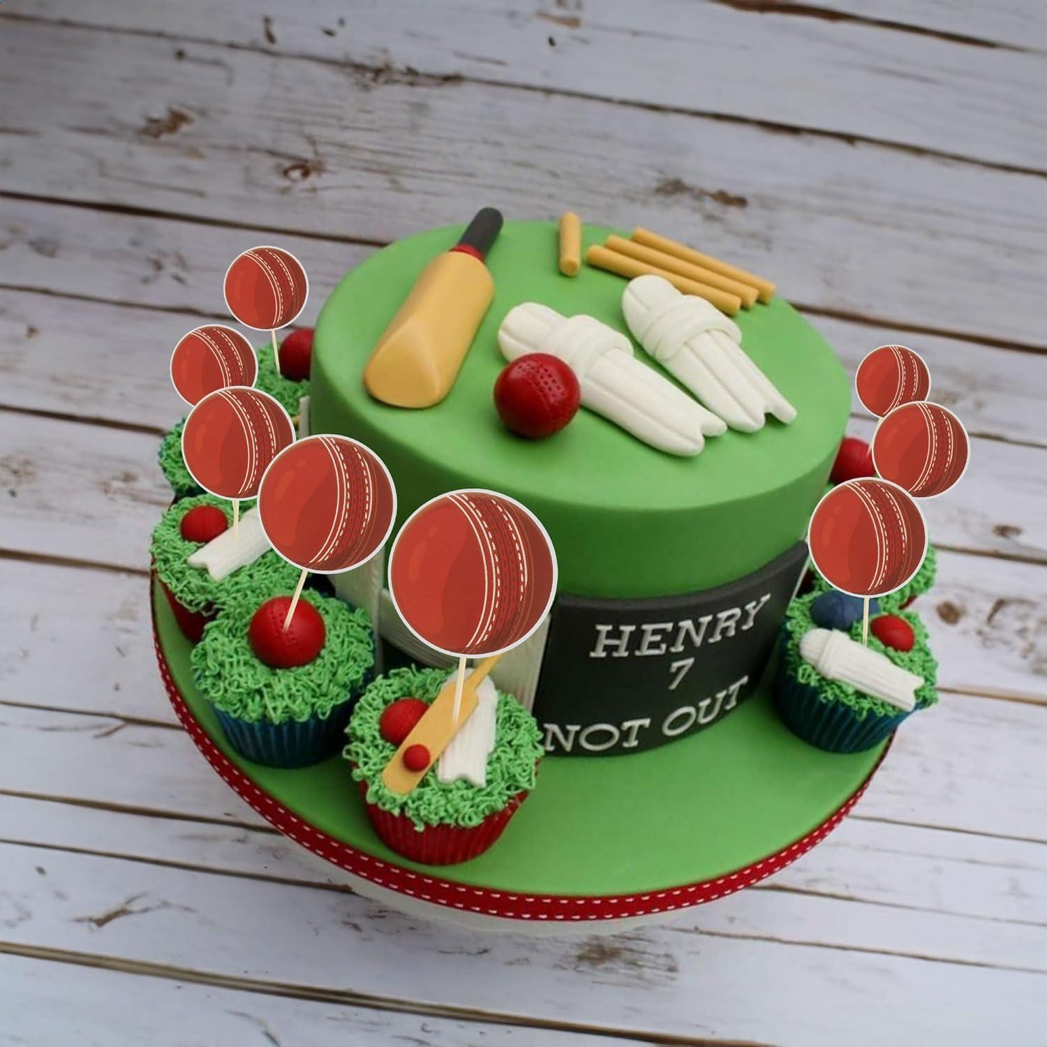 Gyufise 36Pcs Cricket Cupcake Toppers Sports Ball Cricket Cupcake Picks ...