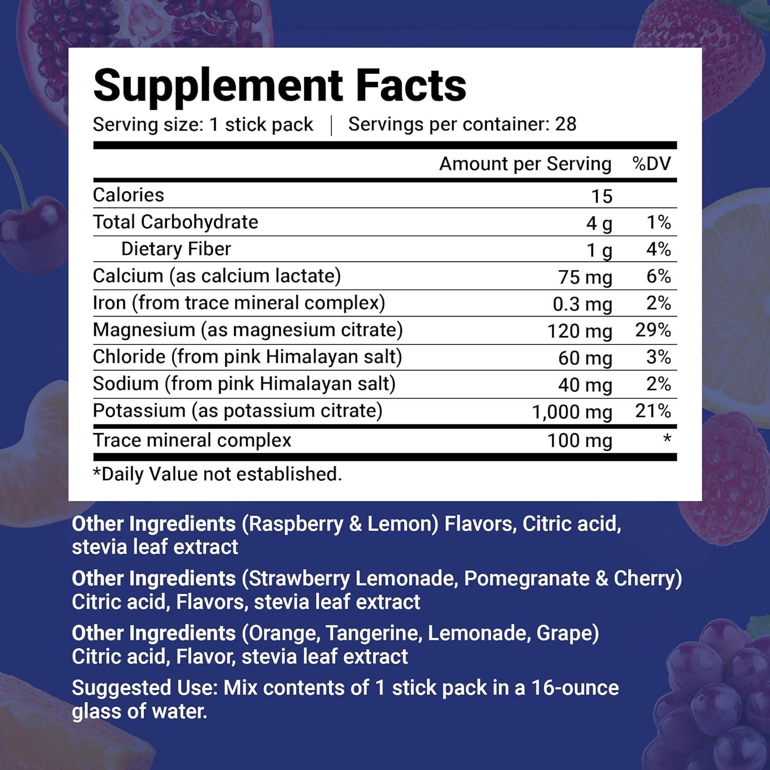 Dr. Berg's Electrolytes Powder Packets - 28 Stick Pack Variety Pack ...