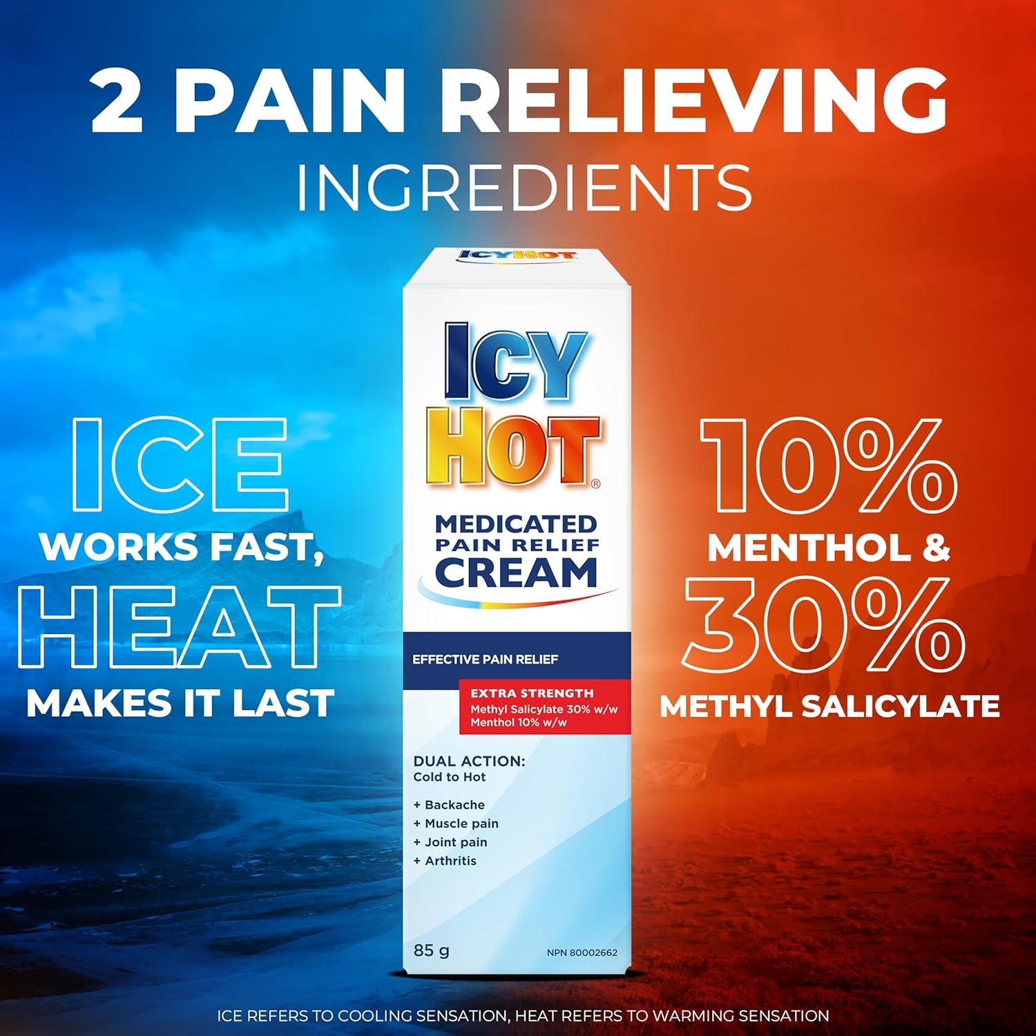 Icy Hot Extra Strength Pain Relief Cream Fast-Acting Muscle and Joint ...