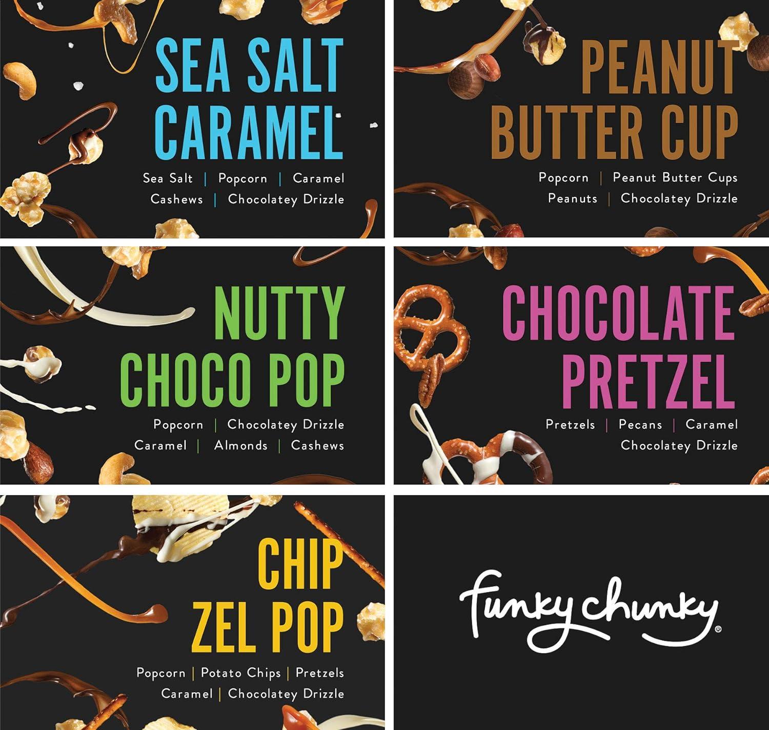 Funky Chunky Gourmet Popcorn Variety Pack - Sea Salt Caramel, Peanut ...