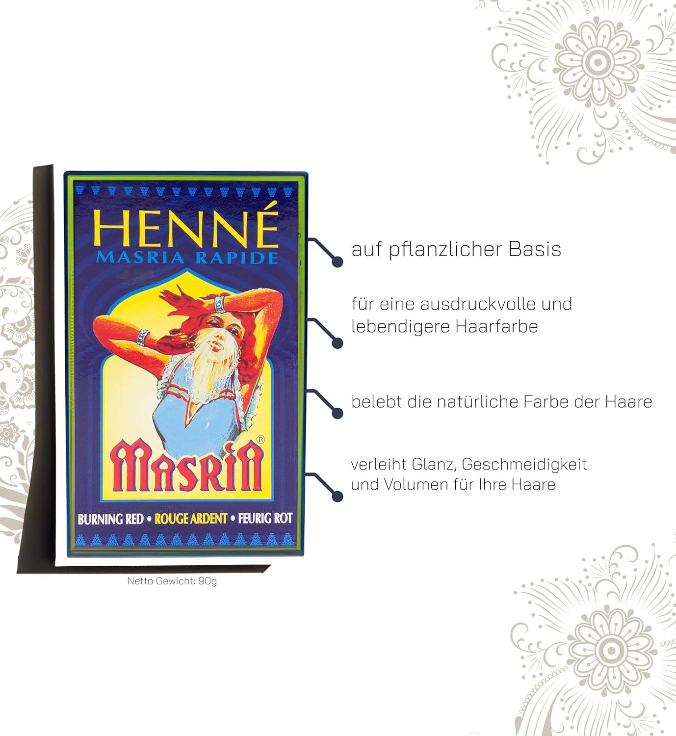 Natural Henna Hair Dye - Fiery Red - 450g (5x90g) - Pure Natural Henna ...