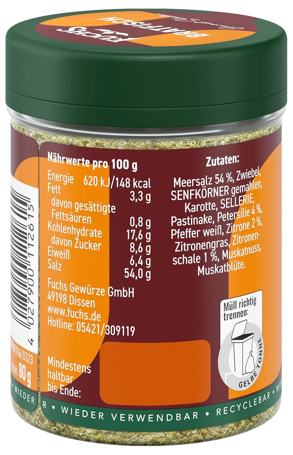 Fuchs Gourmet Selection Bratfish Spice Salt - Refillable Seasoning for ...