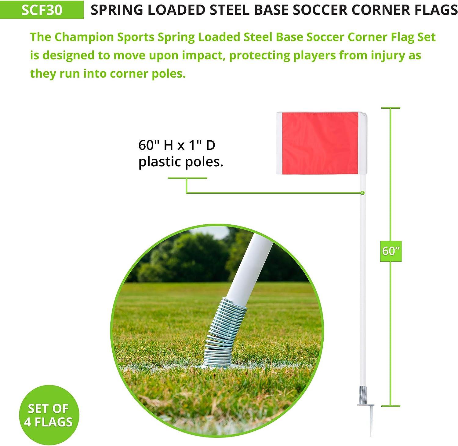 Champion Sports Spring Loaded Steel Base Soccer Corner Flags Red One ...