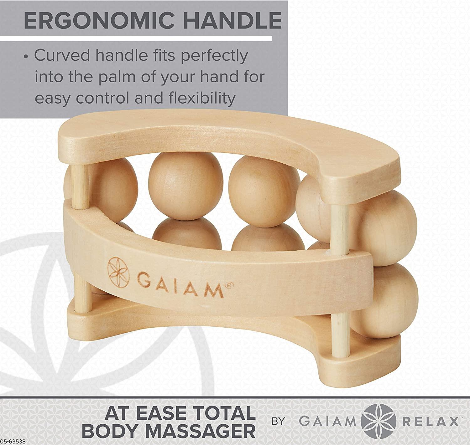 Gaiam Relax Massage Ball Roller - Handheld Wooden Total Body Massager ...