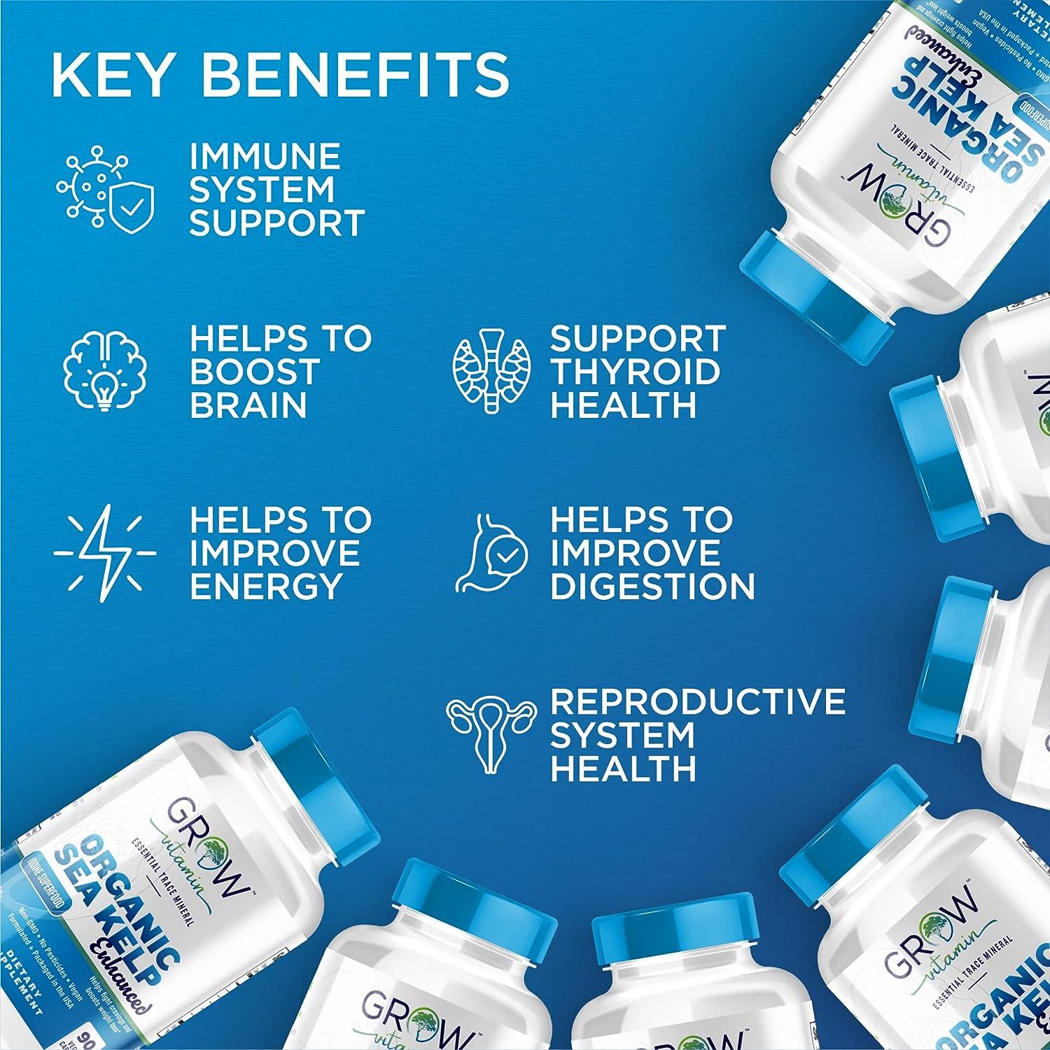 Organic Sea Kelp (Icelandic) Enhanced - Thyroid Support Supplement with ...