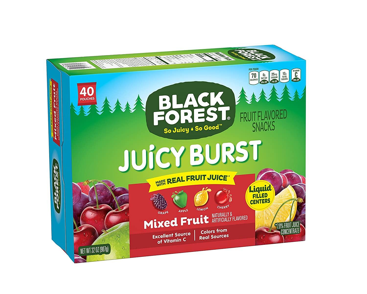 Black Forest Snacks Juicy Bursts Mixed Fruit 0.8oz x 40 Count - 32oz ...