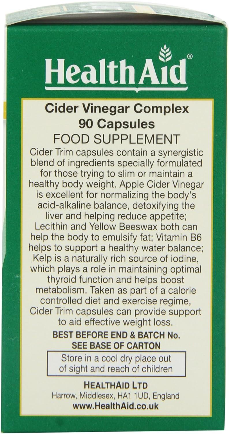 HealthAid Cider Trim 90 Capsules - Natural Weight Management Supplement ...