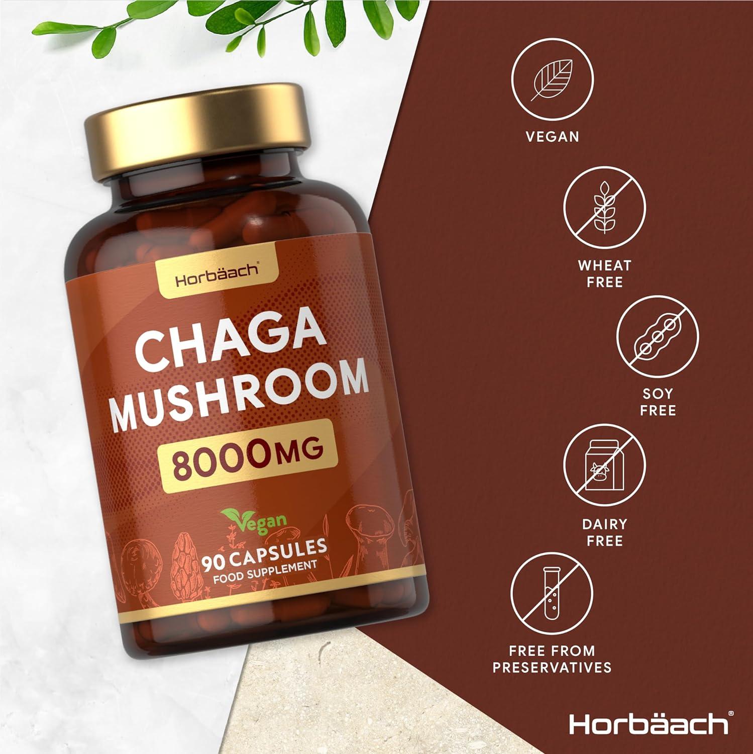 Chaga Mushroom Capsules 8000mg - High Strength Supplement - 90 Powder ...