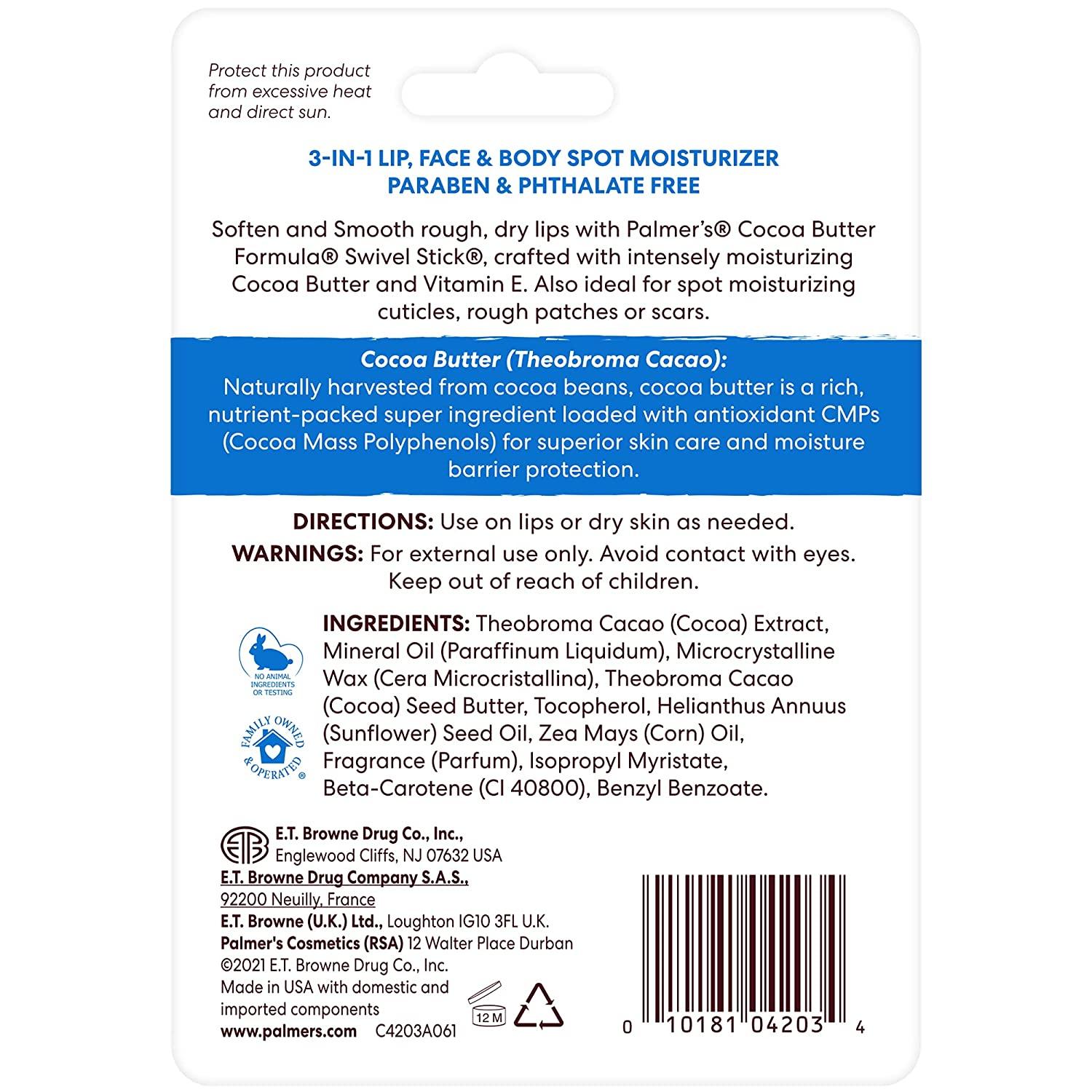 Palmers Cocoa Butter Swivel Stick with Vitamin E - 3 Pack, Moisturizing ...