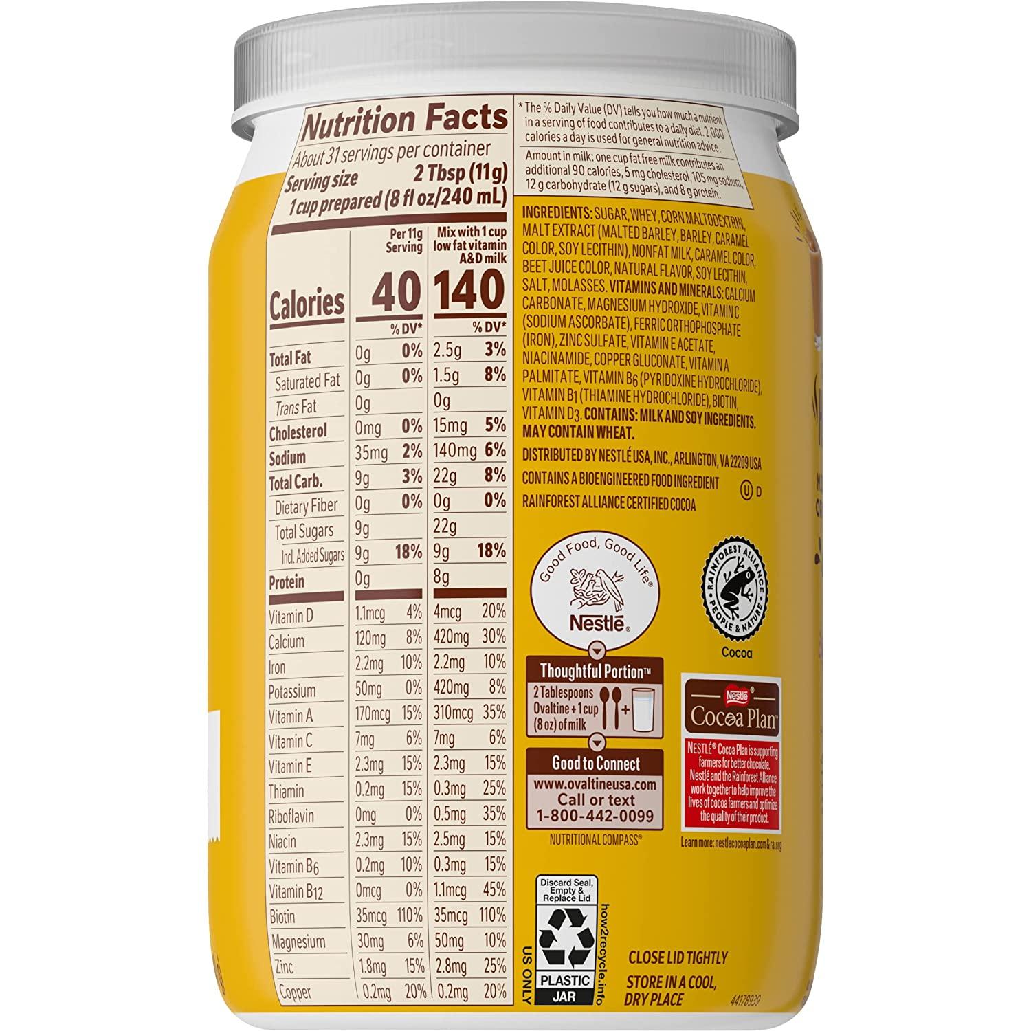 Ovaltine Classic Malt - 12 Ounce x 2 Pack | Rich Malt Flavored Drink ...