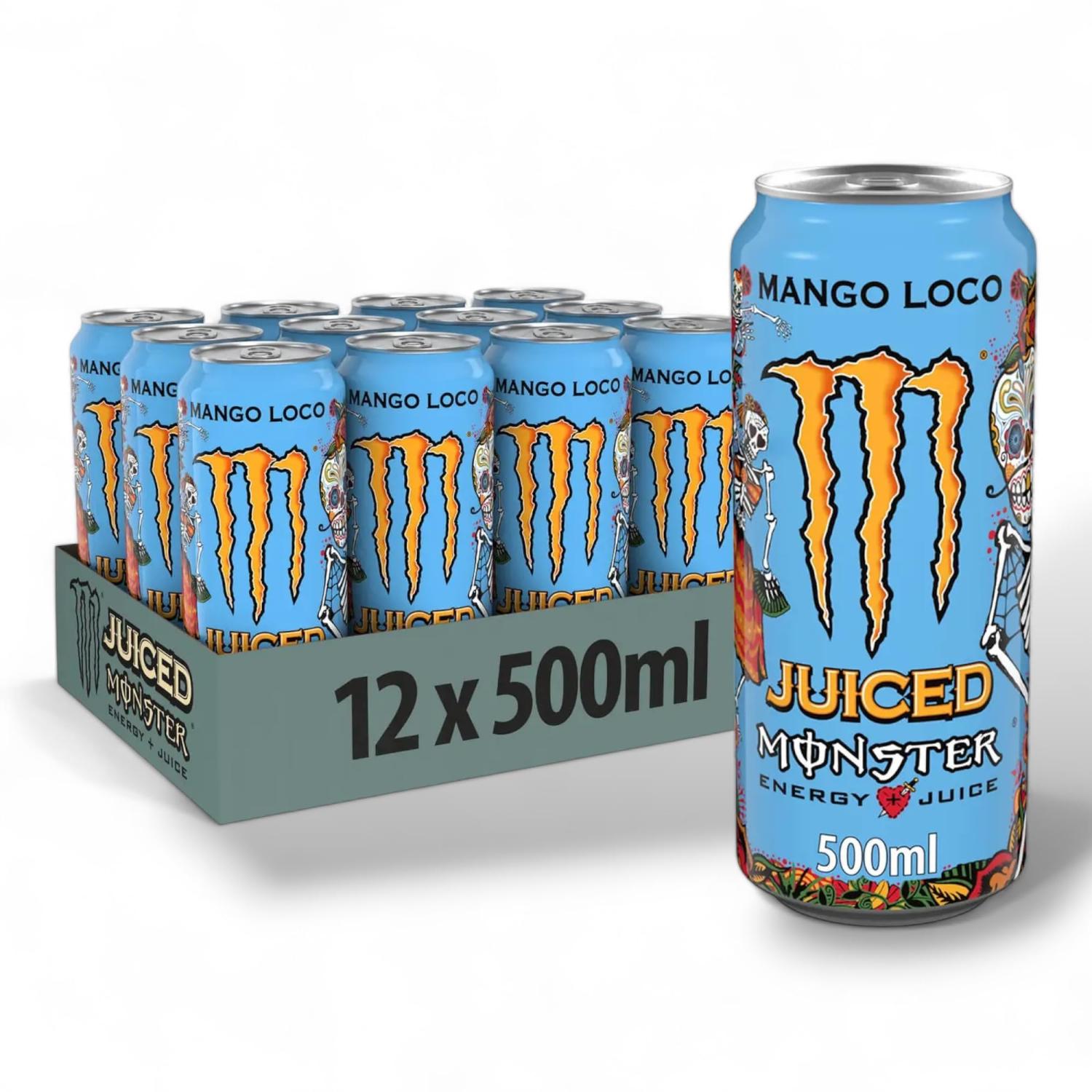 12 x Monster Mango Loco Energy Drink 500ml Full Case 500 ml (Pack of 12 ...