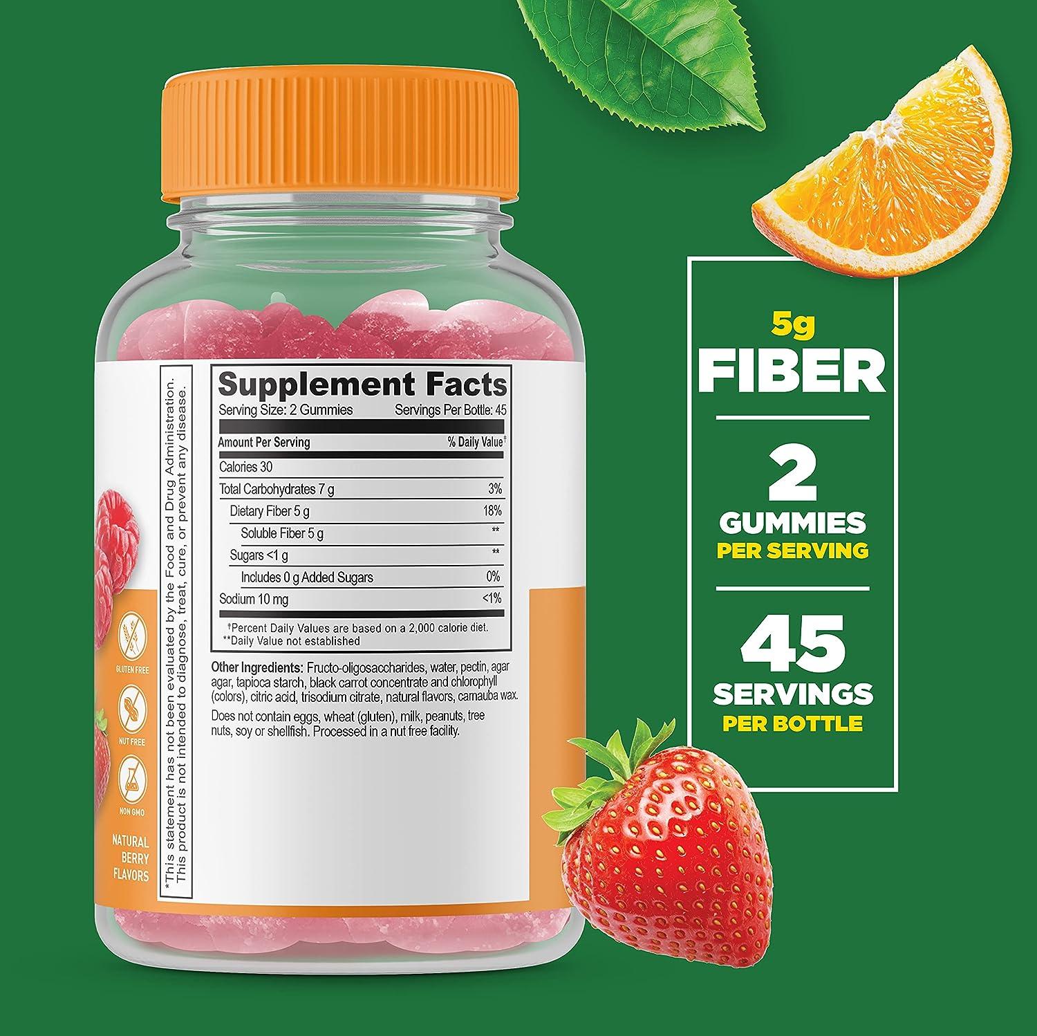 Lifeable Prebiotic Fiber Supplement Gummies 5g - Natural Flavored ...