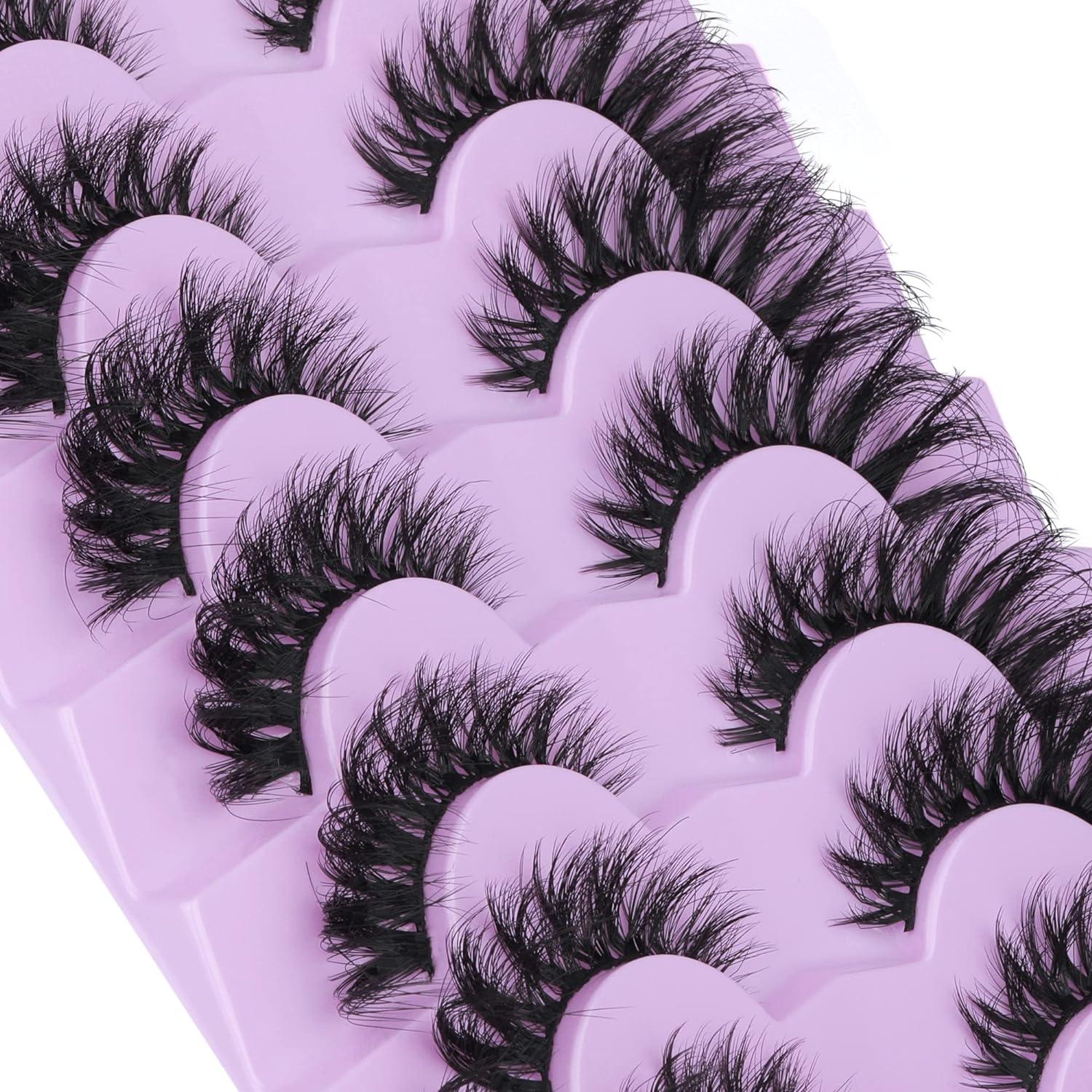 Mnik Lashes Fluffy False Eyelashes Wispy Cat Eye Lashes Natural Look D ...