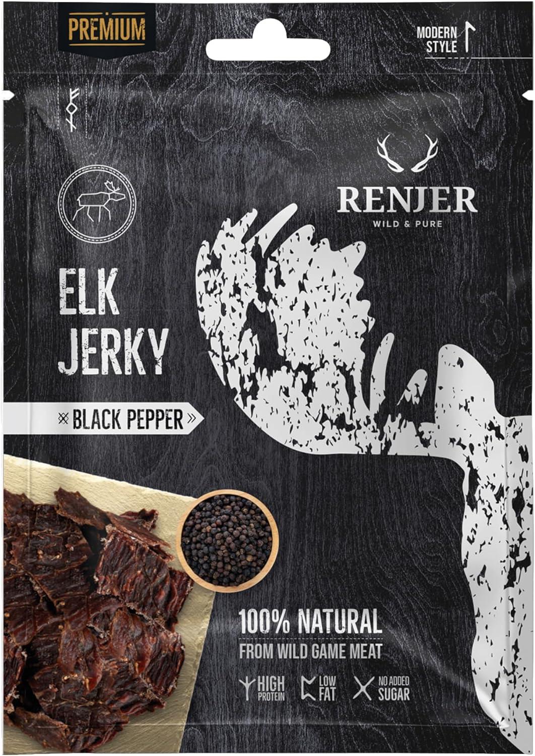 Renjer Elk Jerky with Black Pepper Pack of 15 (15 x 25 g) Authentic ...