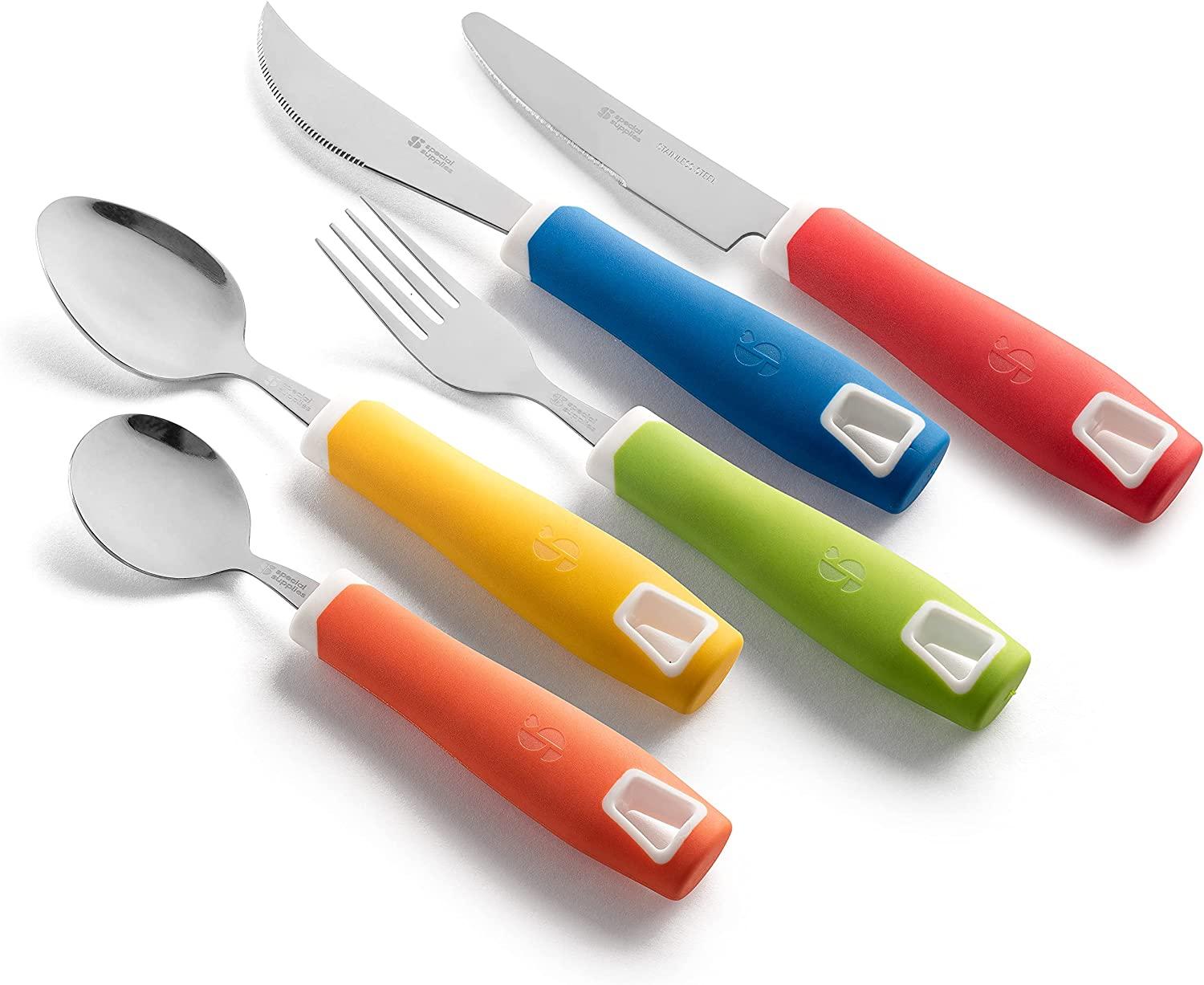 Special Supplies 5-Piece Adaptive Utensils Set - Non-Weighted, Non-Slip ...