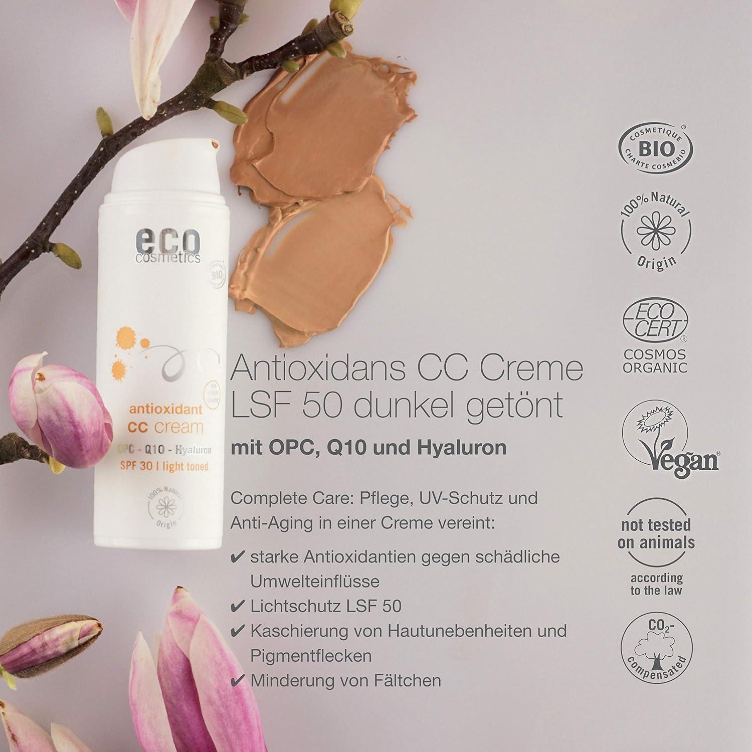 eco cosmetics Bio CC Cream Day Cream Tinted with OPC Q10 and Hyaluronic ...
