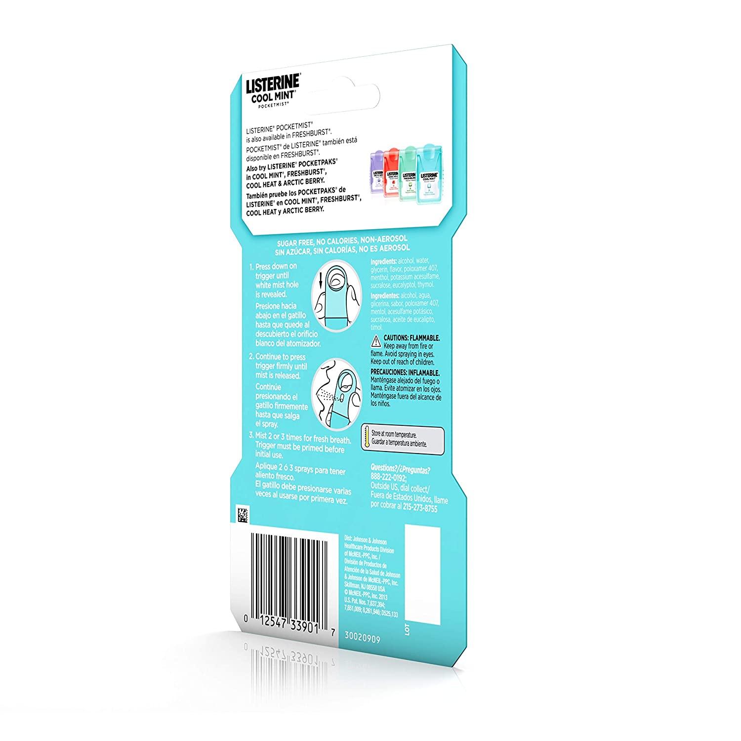 Listerine Cool Mint Pocket Mist 7.7ml - Freshen Breath On-the-Go | Buy ...