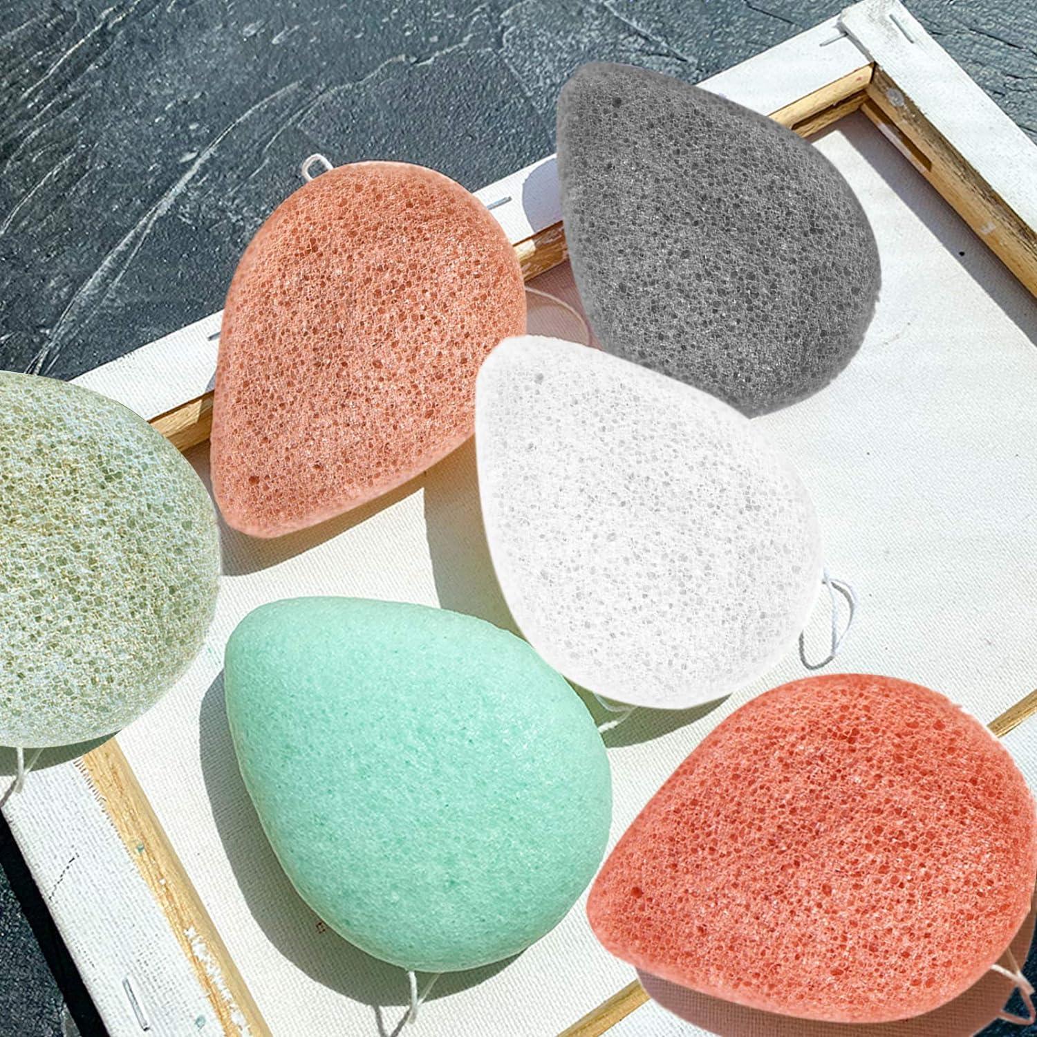 6 Pack Natural Konjac Facial Sponges - Top 6 Colors for Gentle Face Cleansing and Exfoliation ...
