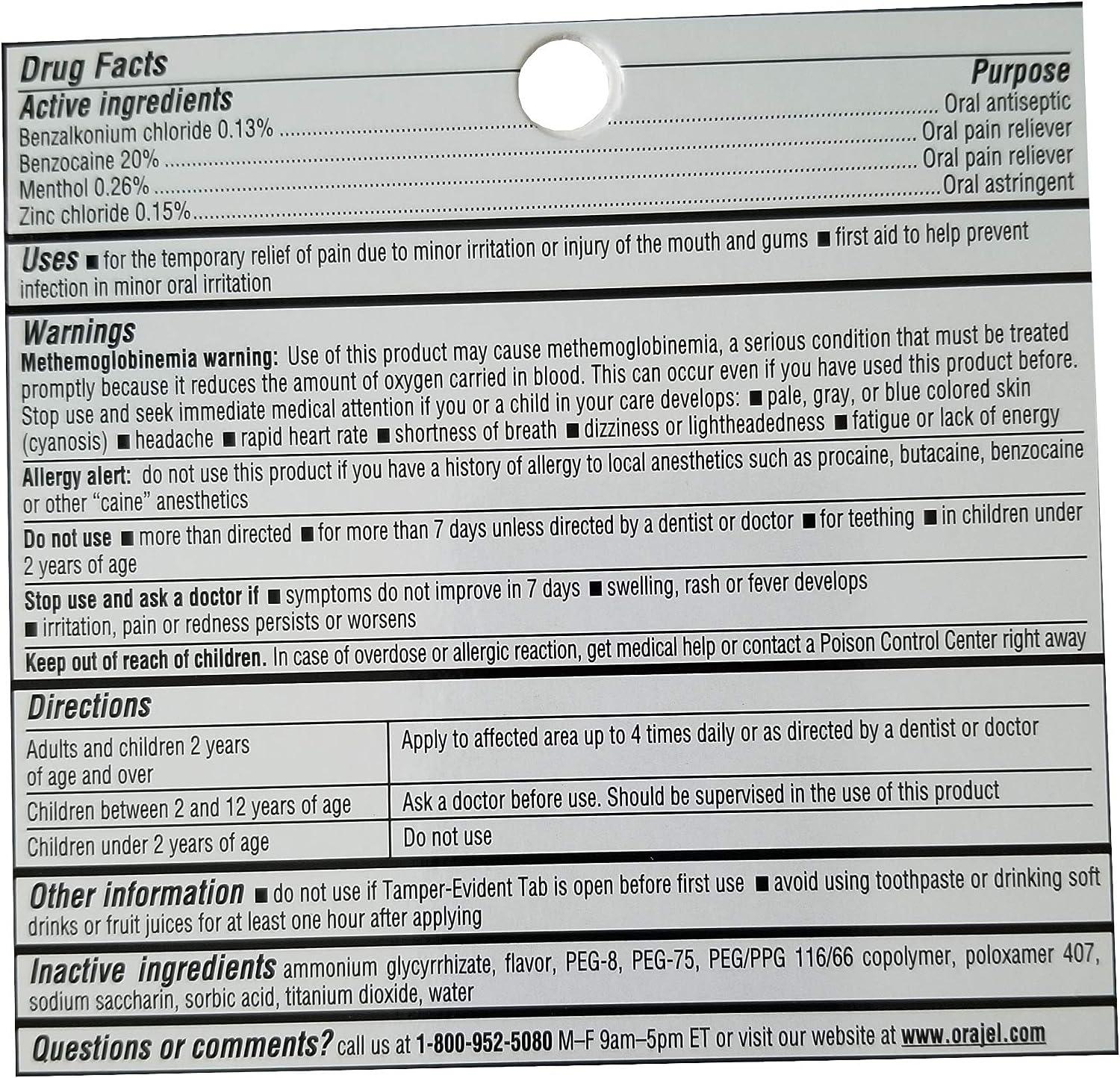 Orajel Instant Pain Relief Toothache/Gum 4X Medicated Cream Each (Value ...