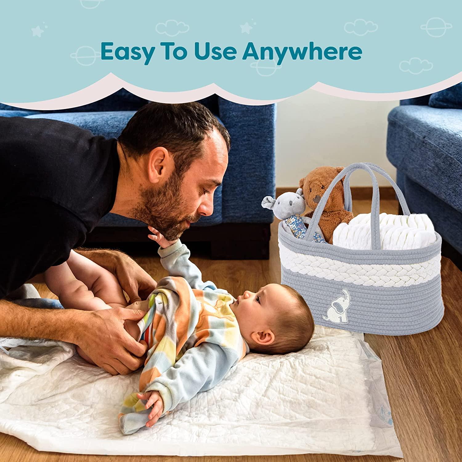 Cradle Star Diaper Caddy Organizer - 100% Cotton Rope Baby Basket with ...