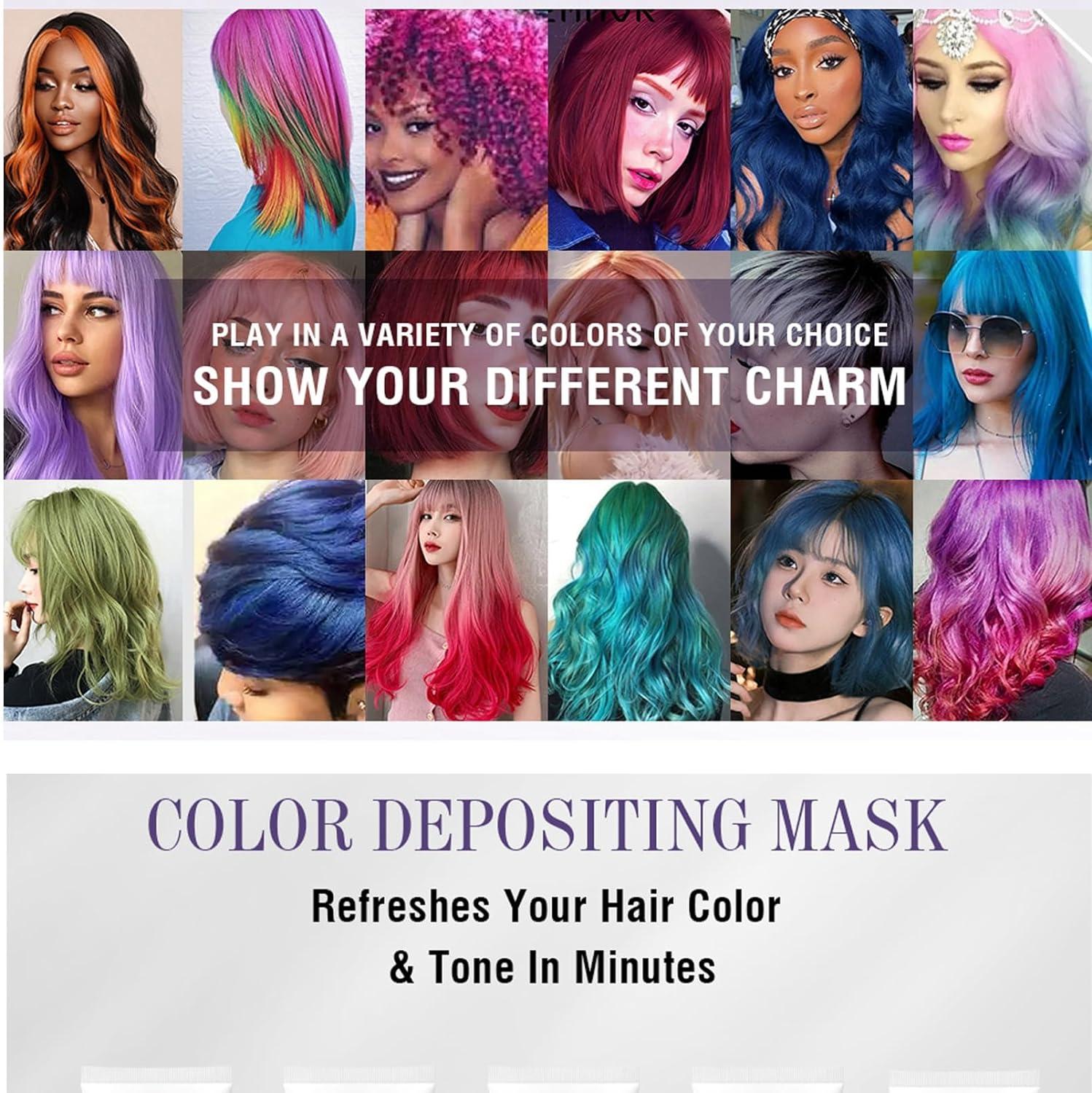 Purple Semi Permanent Hair Dye - Temporary Color Refresh Mask (Red ...