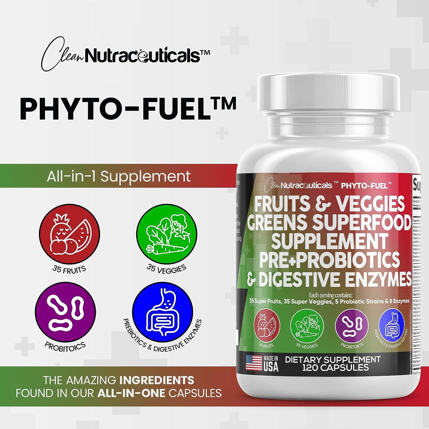 Reds & Greens Superfood Supplement - 120 Ct Capsules with 70+ Fruit ...