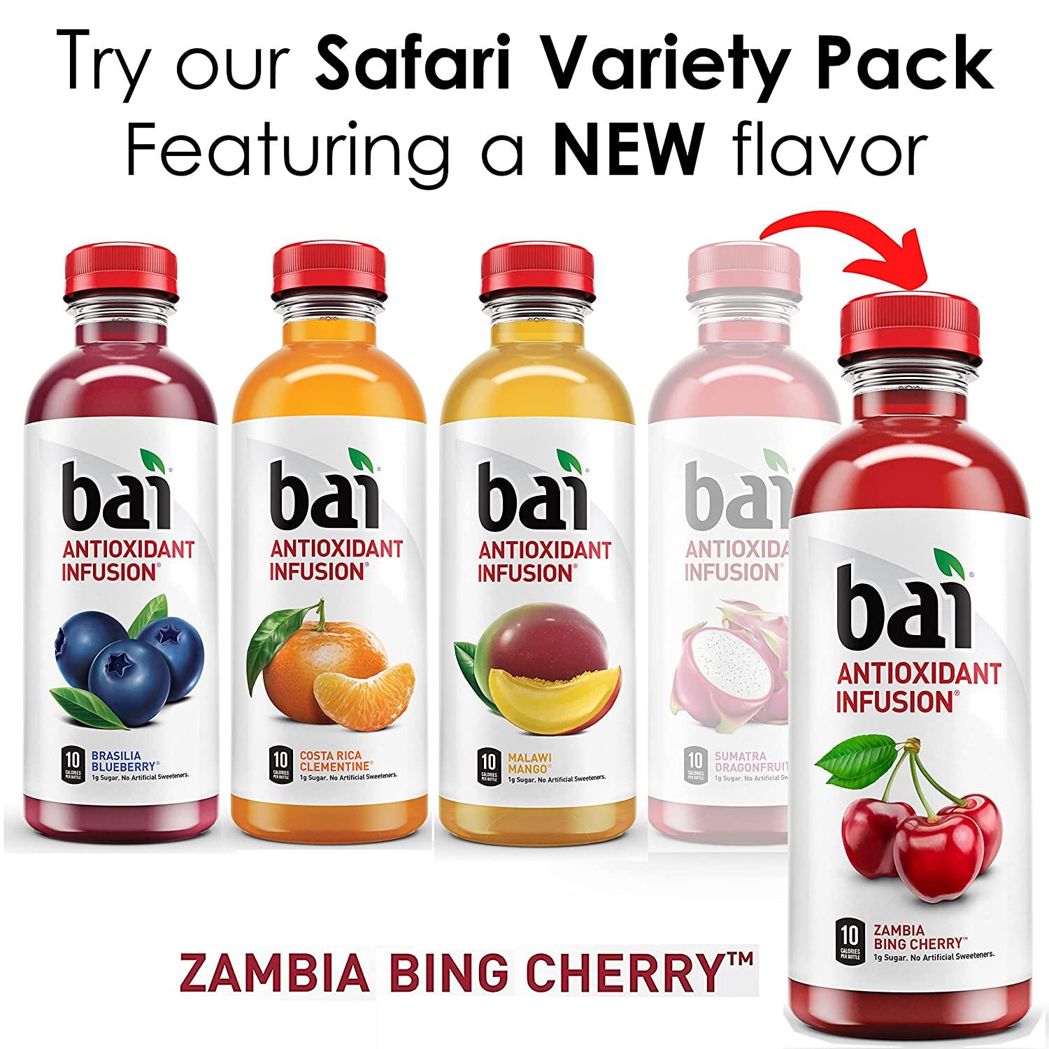 Bai Flavored Water, Safari Variety Pack, Antioxidant Infused Drinks, 18 ...