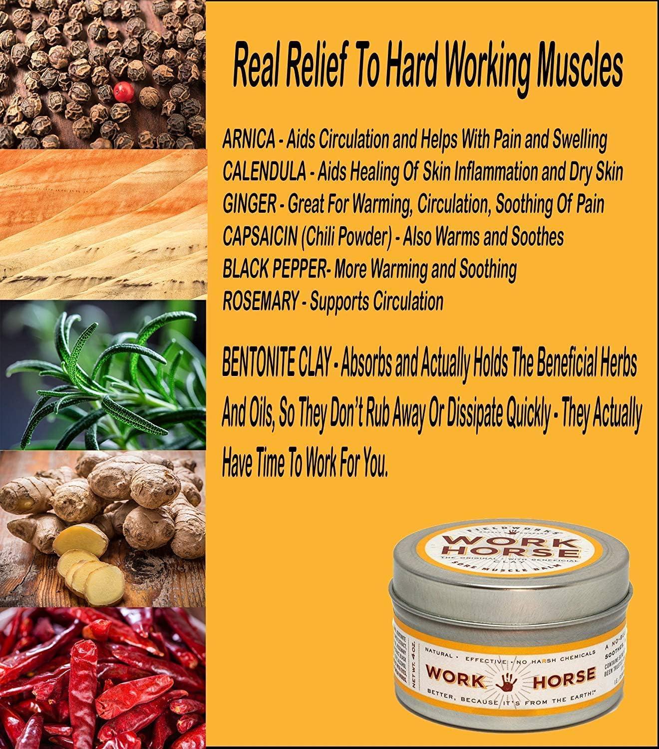 Work Horse Muscle Warming Balm for Arthritis, Back Pain, and Sore ...