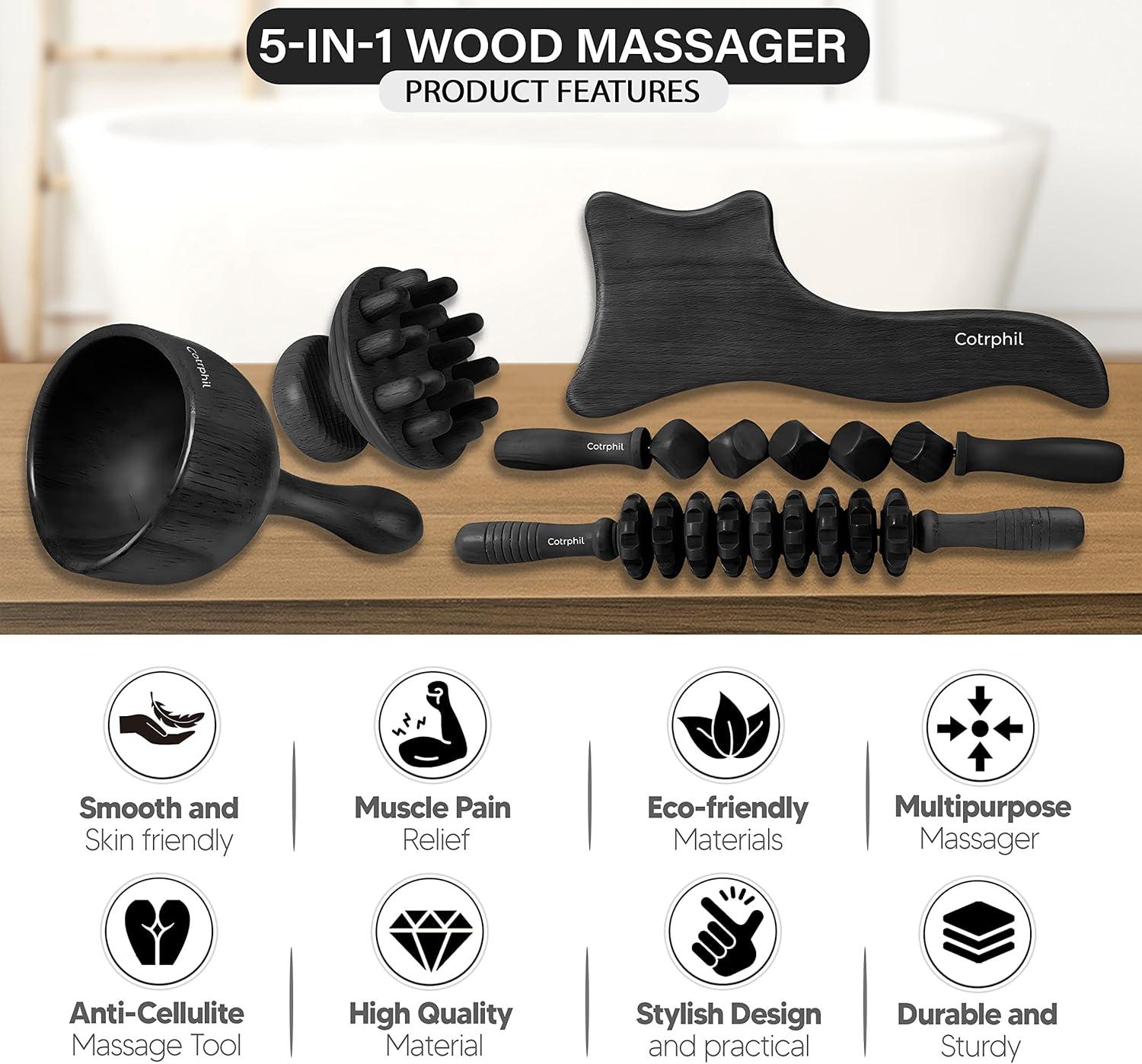 Holz Therapy Massage Tools Kit - Black Lymphatic Drainage Device for ...