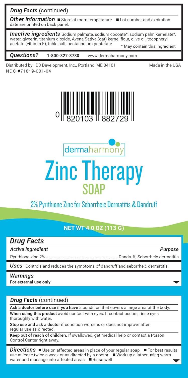 Dermaharmony Pyrithione Zinc (ZnP) Therapy Soap 4 oz Bars - 3 Pack for ...