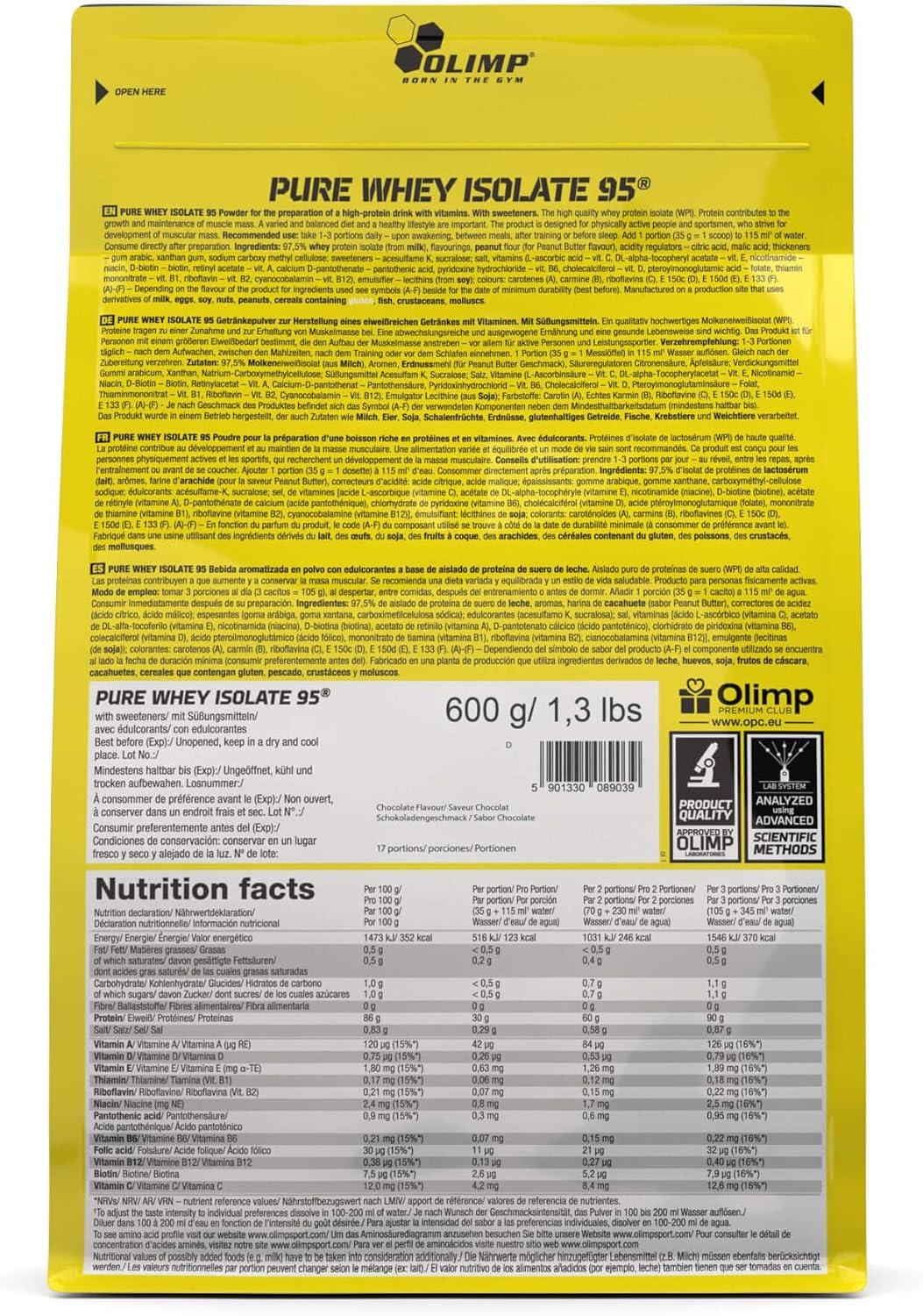 Olimp Pure Whey Isolate 95 Protein Powder - Premium Chocolate Protein ...