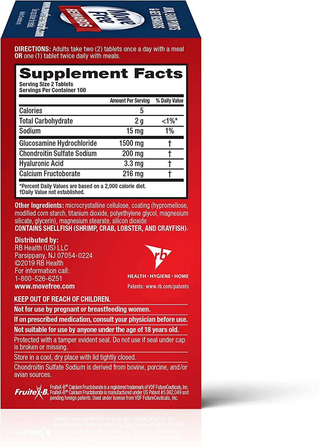Move Free Advanced Glucosamine Chondroitin + Calcium Fructoborate Joint ...