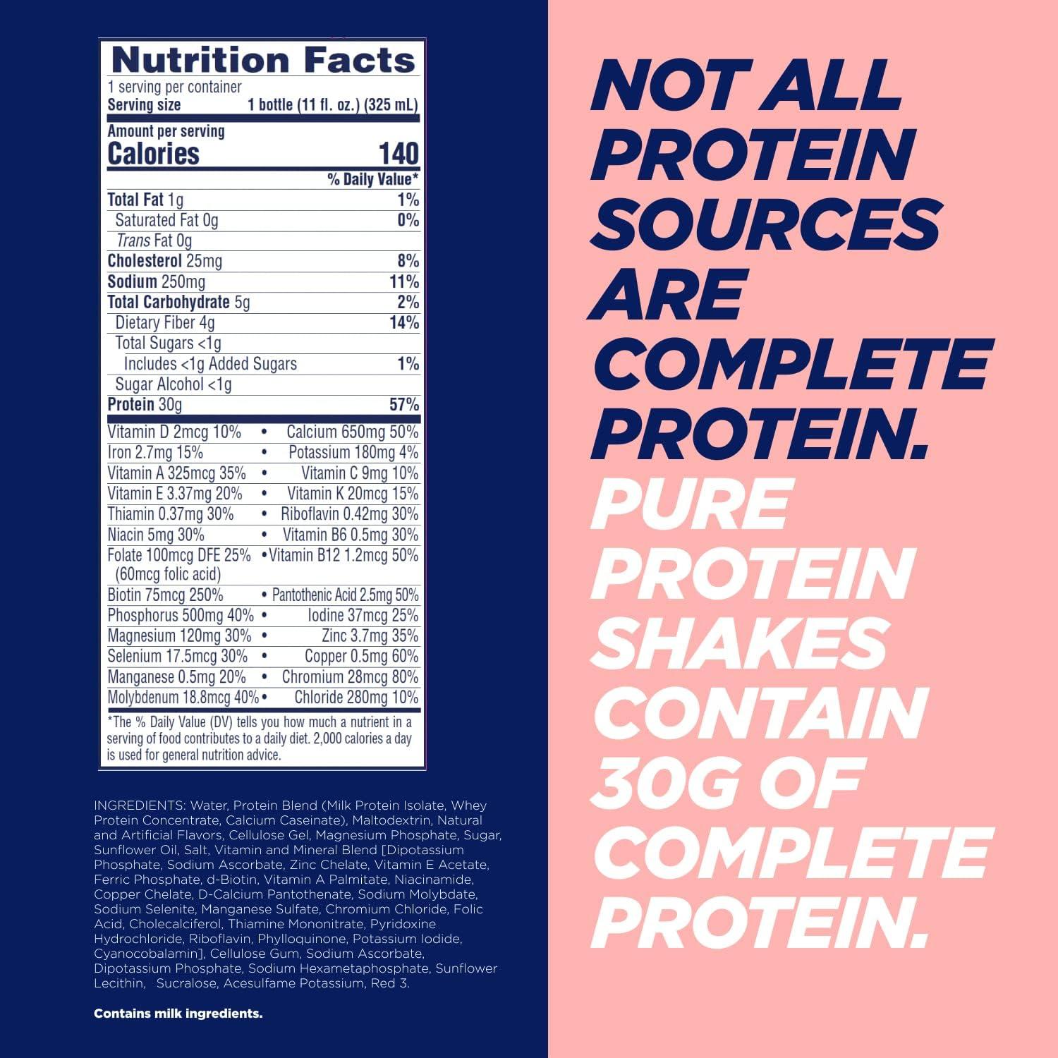 Pure Protein Strawberry Protein Shake - 30g Complete Protein, Ready to ...
