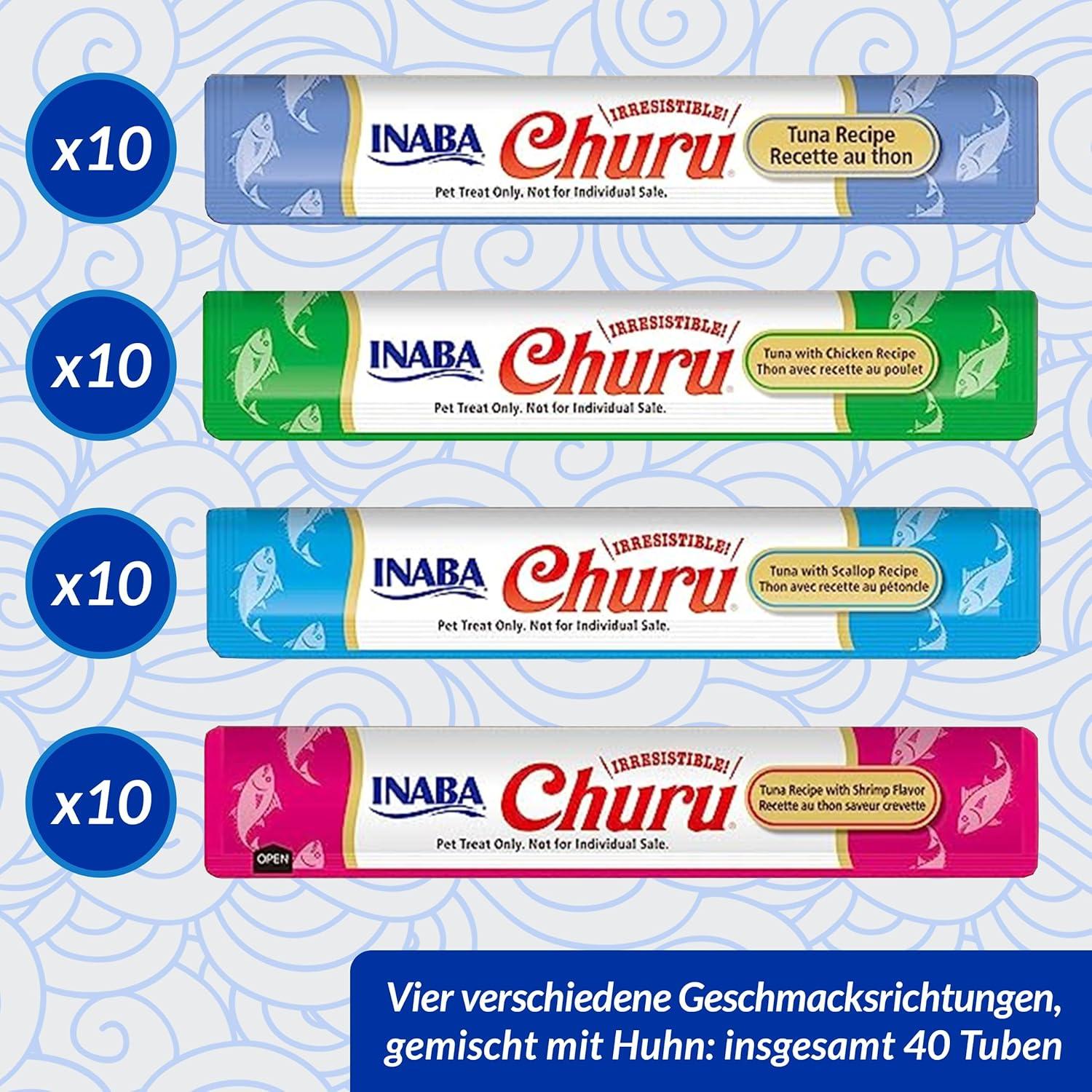 Inaba Churu Cat Snacks - Creamy Tuna & Seafood Puree - 40 Pack of ...