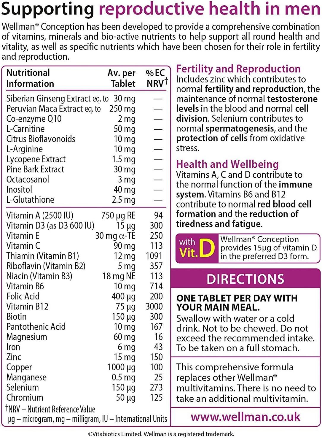 Vitabiotics Wellman Conception 30 Tablets - Boost Fertility ...