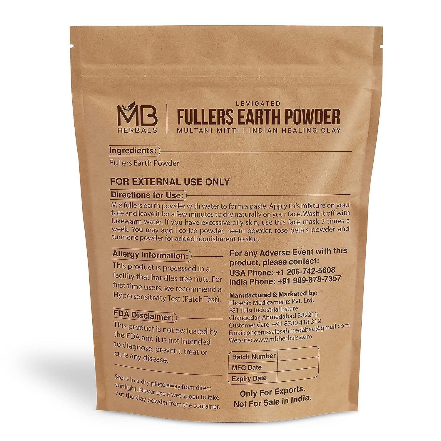 MB Herbals Fullers Earth Powder 500g - Pure Multani Mitti Indian ...