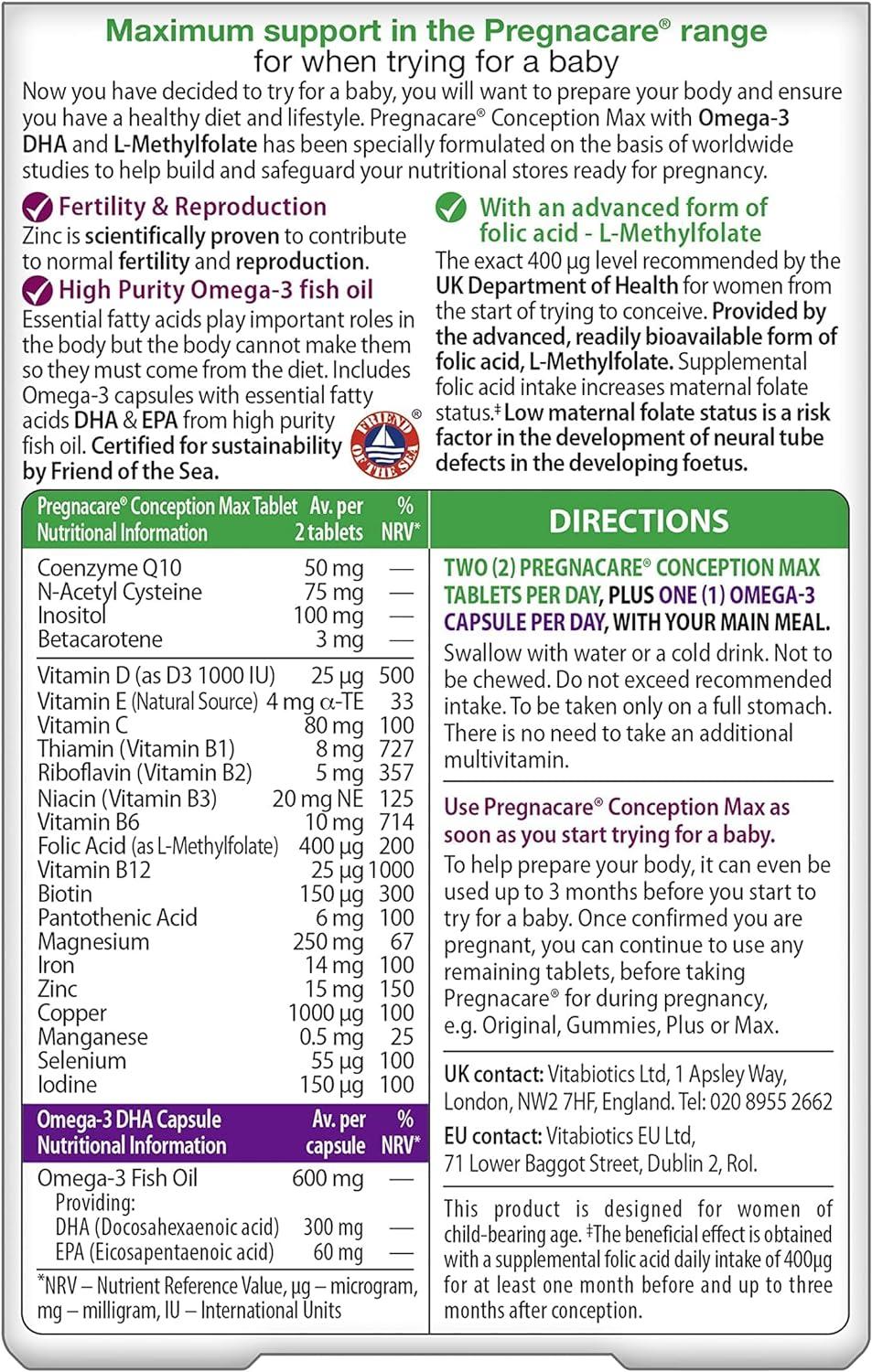 Pregnacare Conception Max Tablets/Capsules by Vitabiotics - Expertly ...