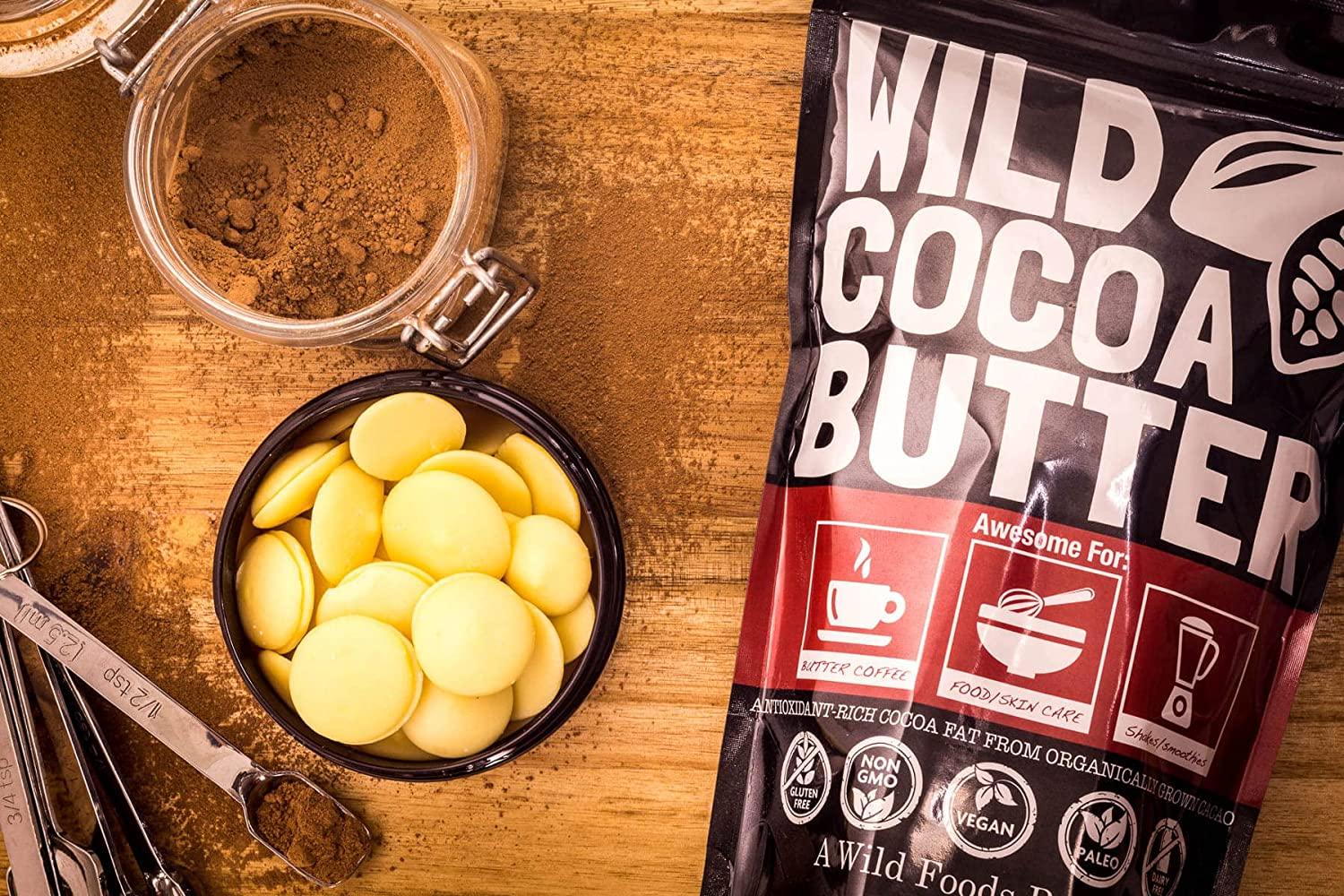 Wild Foods Organic Cocoa Butter Wafers 16oz | Raw Plant-Based Cacao ...