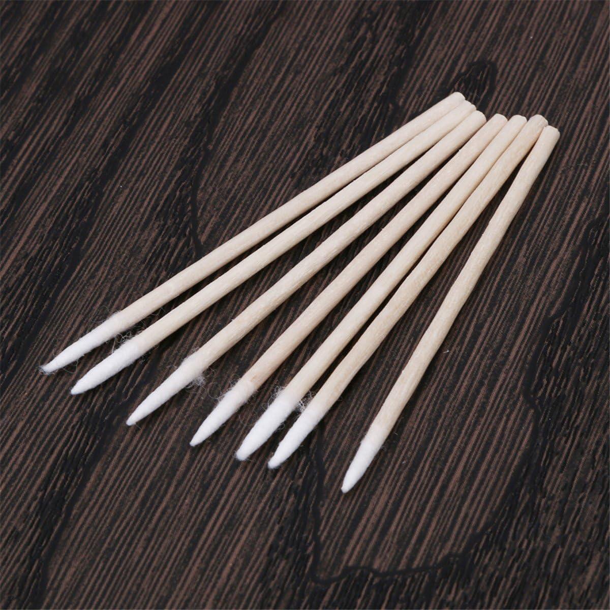 100Pcs Pointed Cotton Swabs Wooden Handle - Makeup Health Medical Ear ...