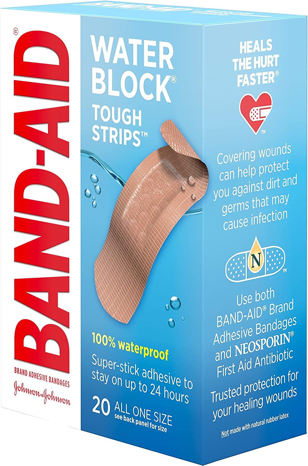 Band-Aid Waterproof Tough Adhesive Bandages - 20 Count, All One Size ...