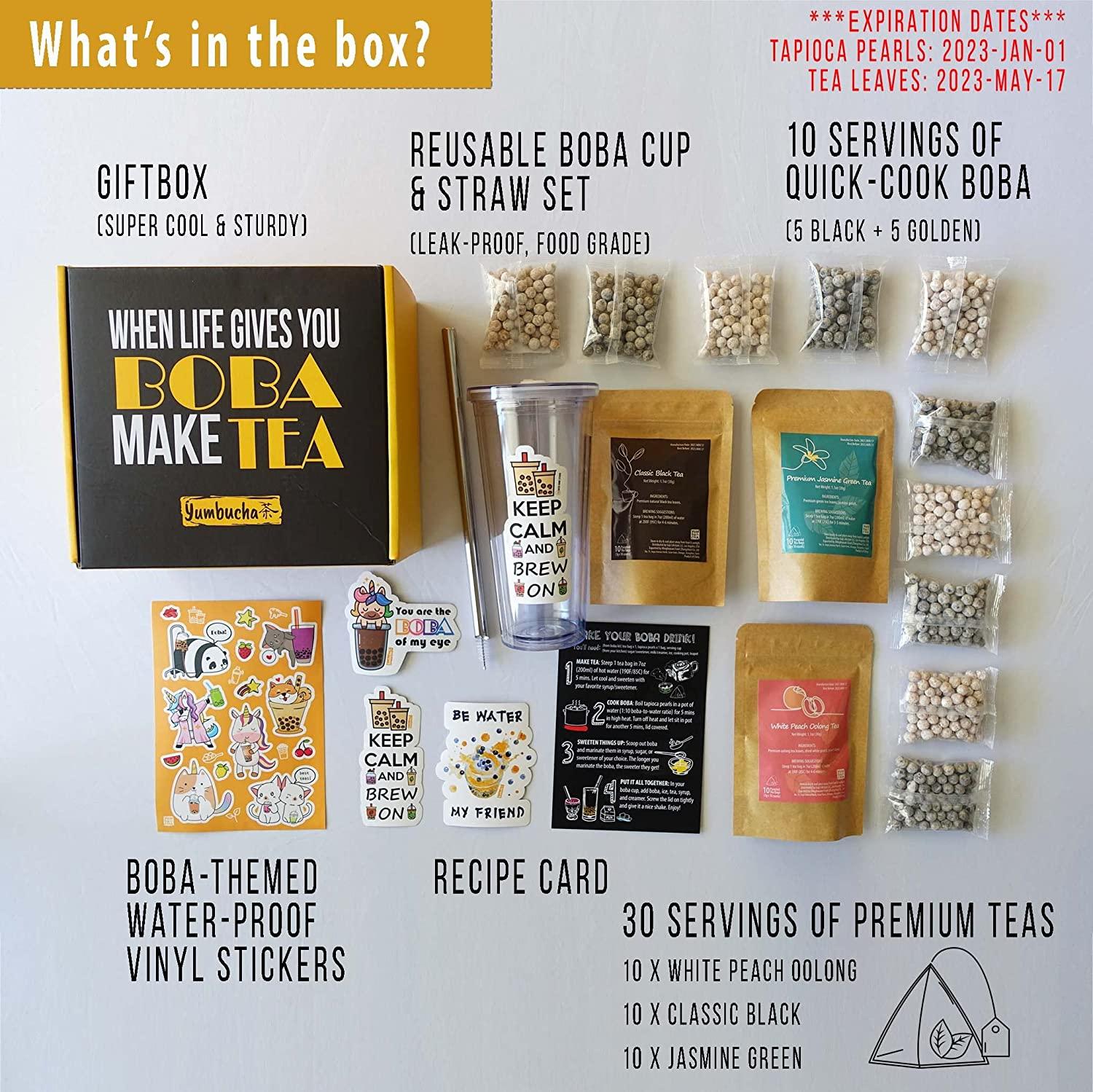 YUMBUCHA Quick-Boil Boba Making Kit | Boba Tea Kit for 30 Drinks ...