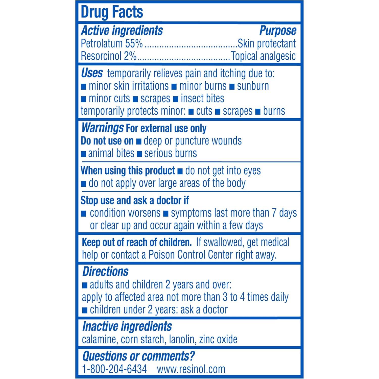 Resinol Medicated Ointment 1.75 oz Tube | Pain Relief & Skin Irritation ...