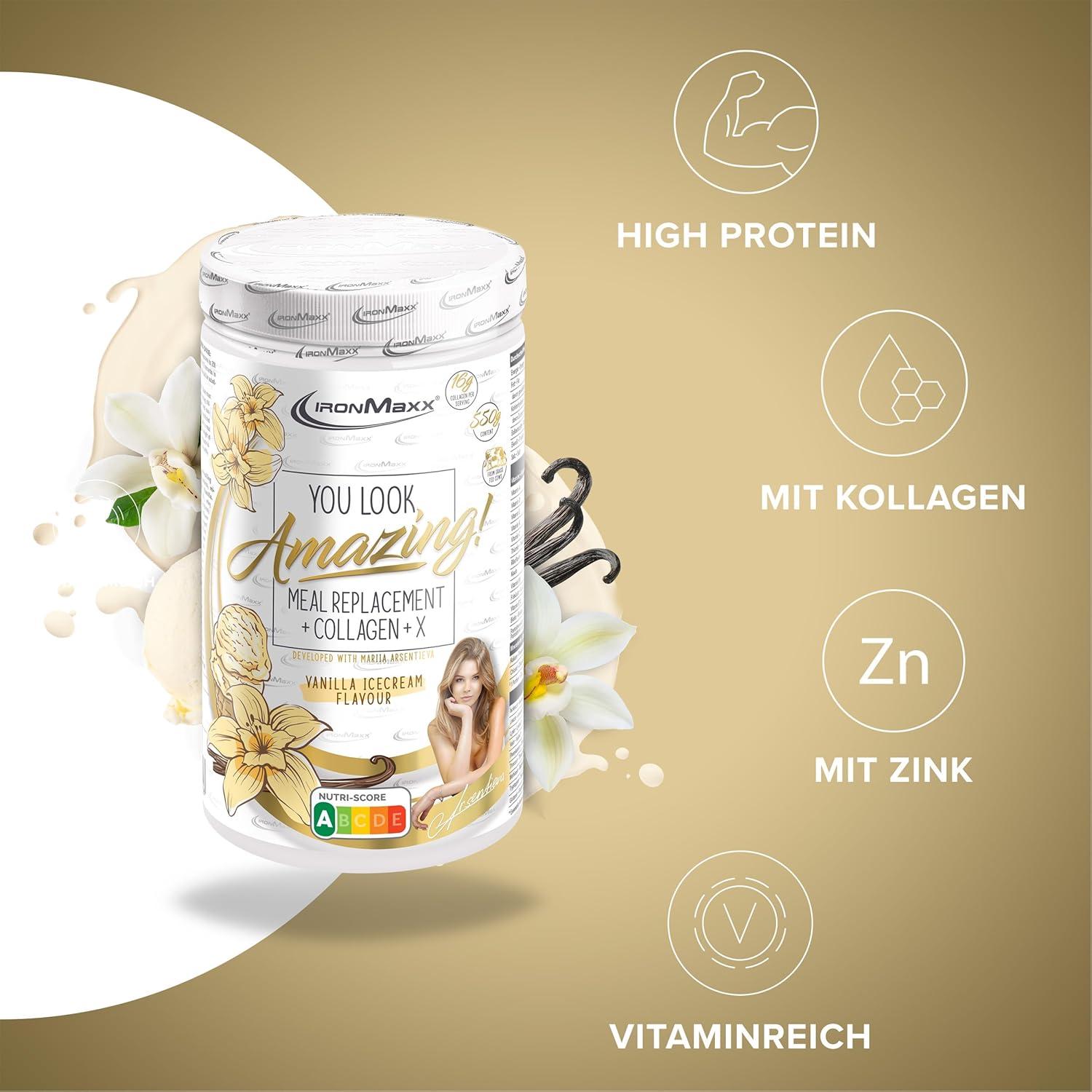 Ironmaxx Meal Replacement + Collagen X - Vanilla Ice Cream | High ...