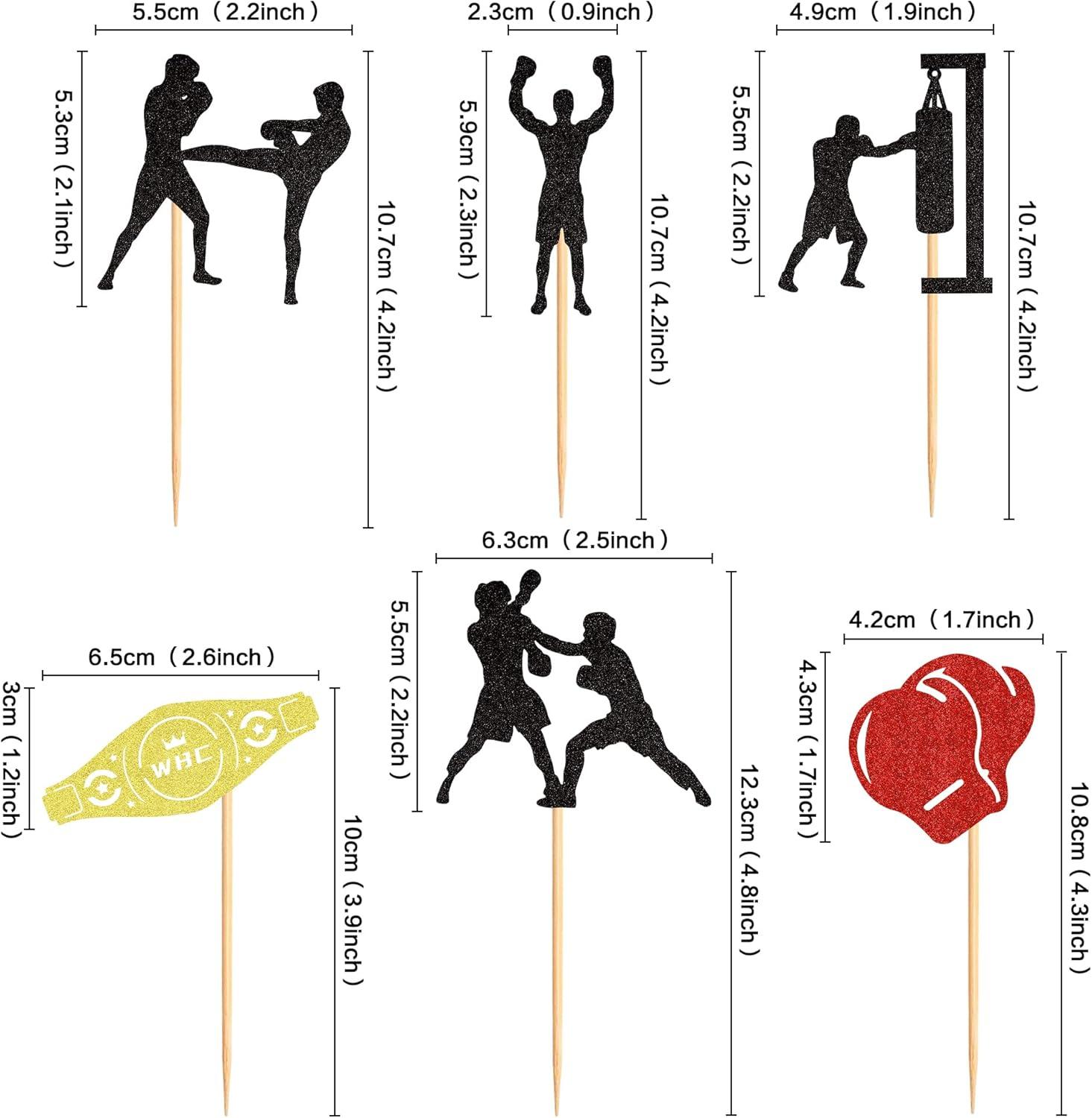 30-Piece Boxing Match Cupcake Toppers | Sport Party Decorations ...