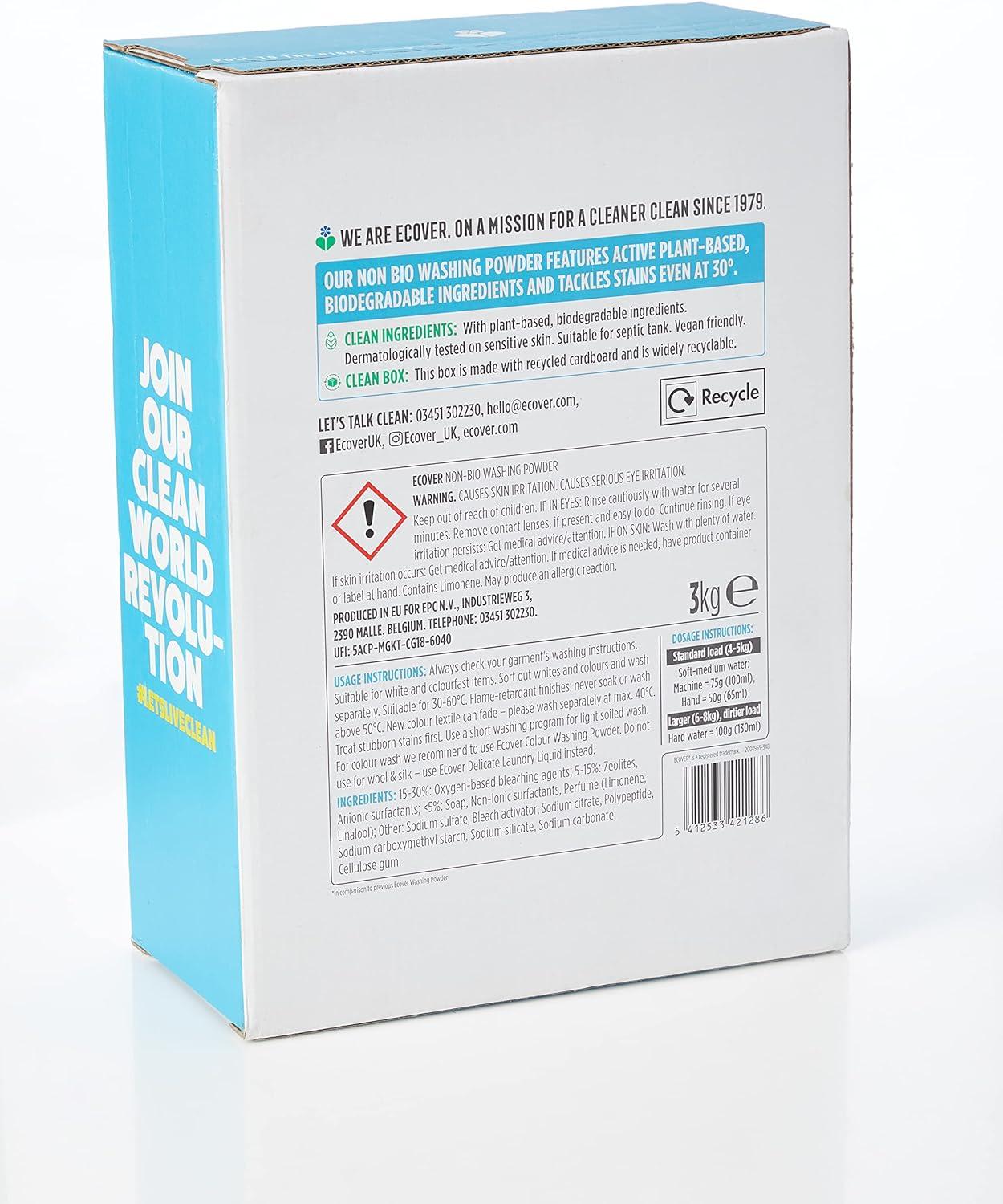 Ecover Non-Bio Washing Powder 3 kg - 40 Washes | Eco-Friendly Laundry ...