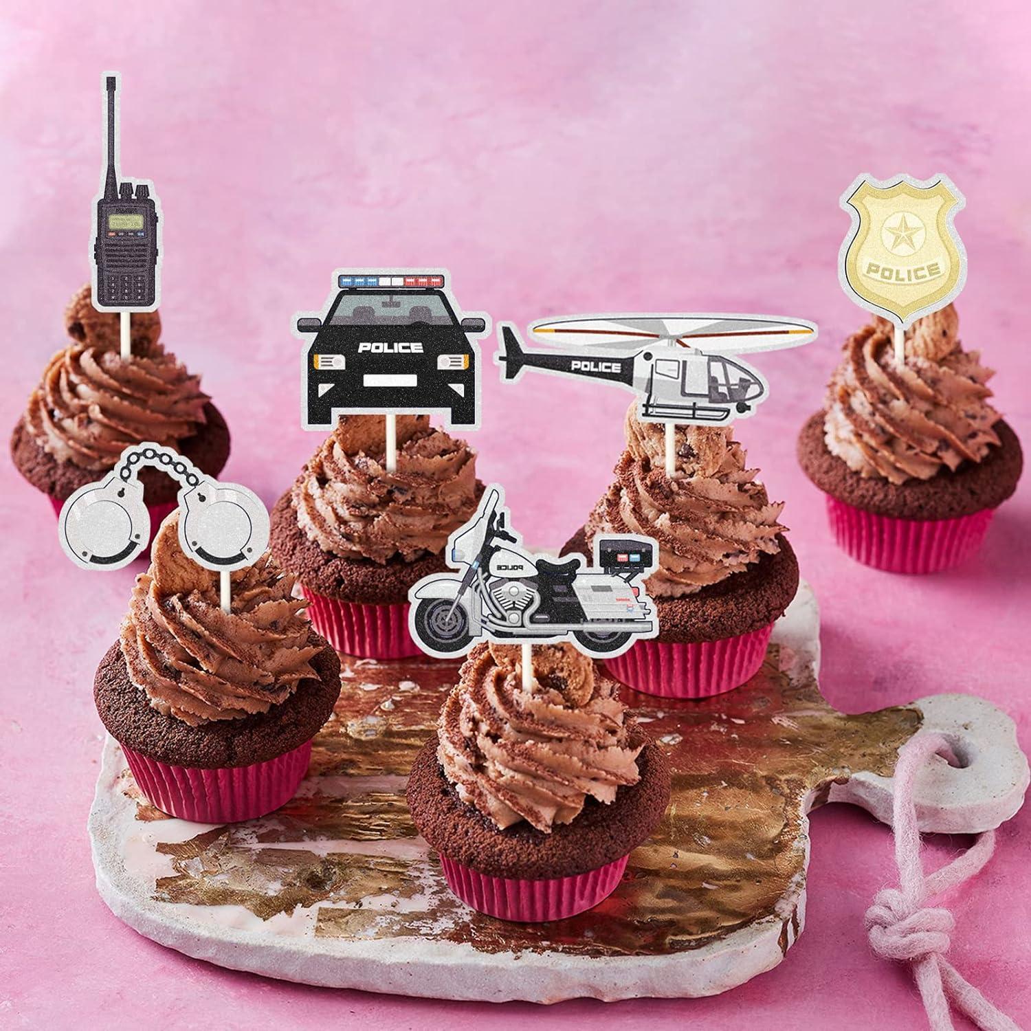 MEFENG Police Cupcake Topper Policeman Cupcake Topper Police Theme ...